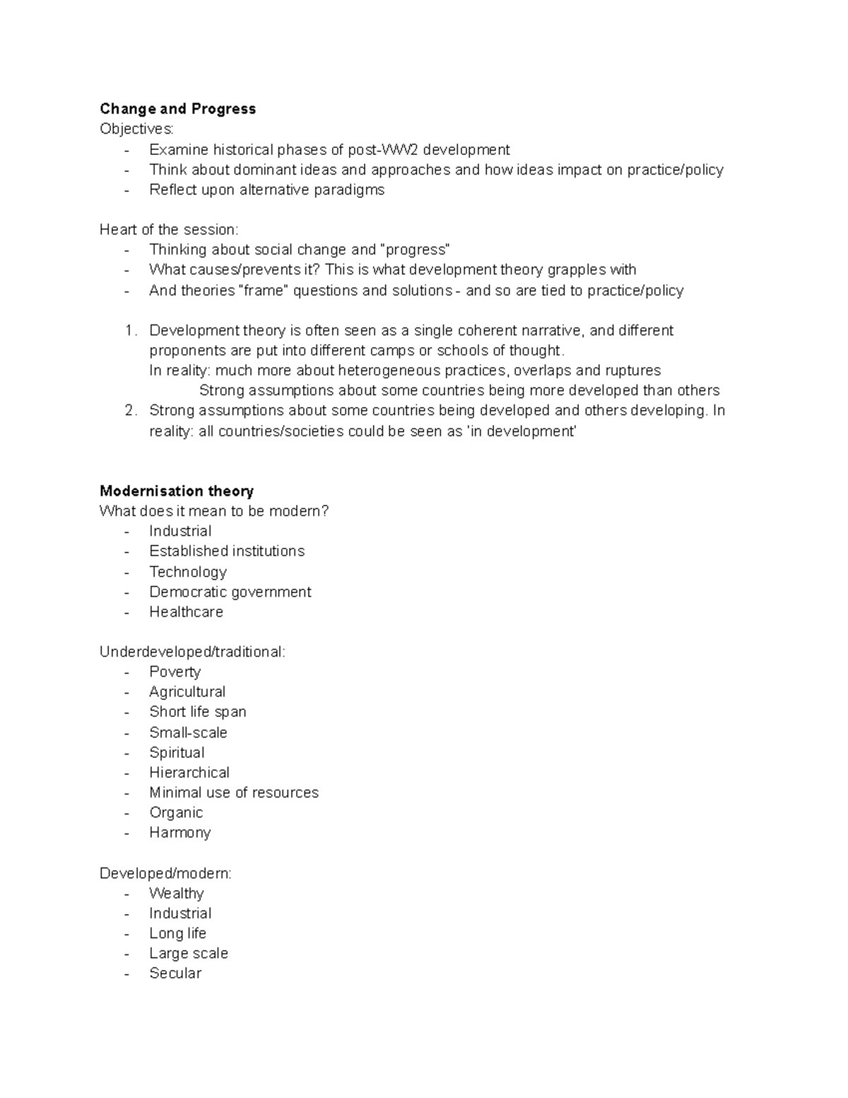 Lecture 2 change and progress (I) theories and concepts - Change and ...