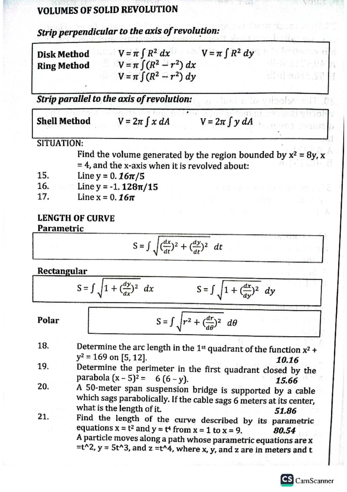 Volumes of Solid Revolution, Length of Curve - Copy - BS-Mathematics ...