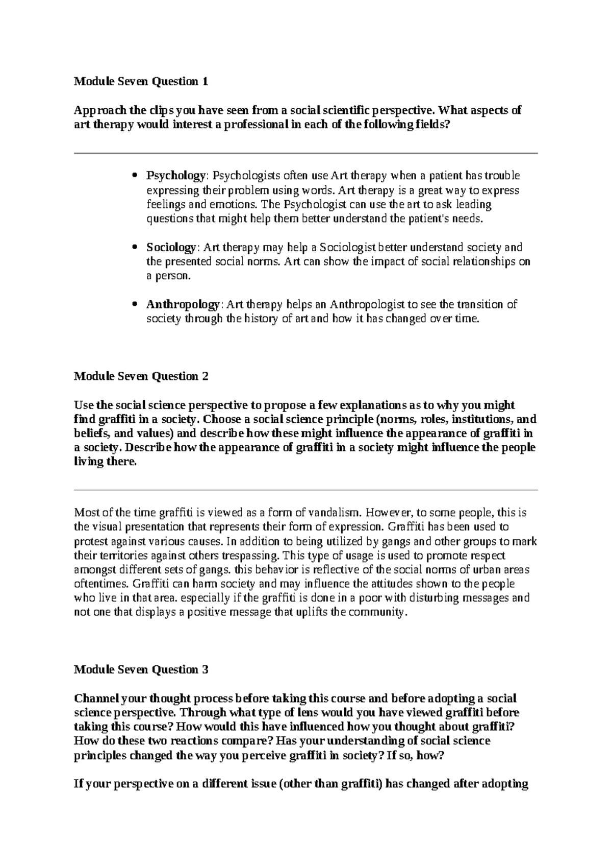 Short Answers week 7 - coursework - Module Seven Question 1 Approach ...