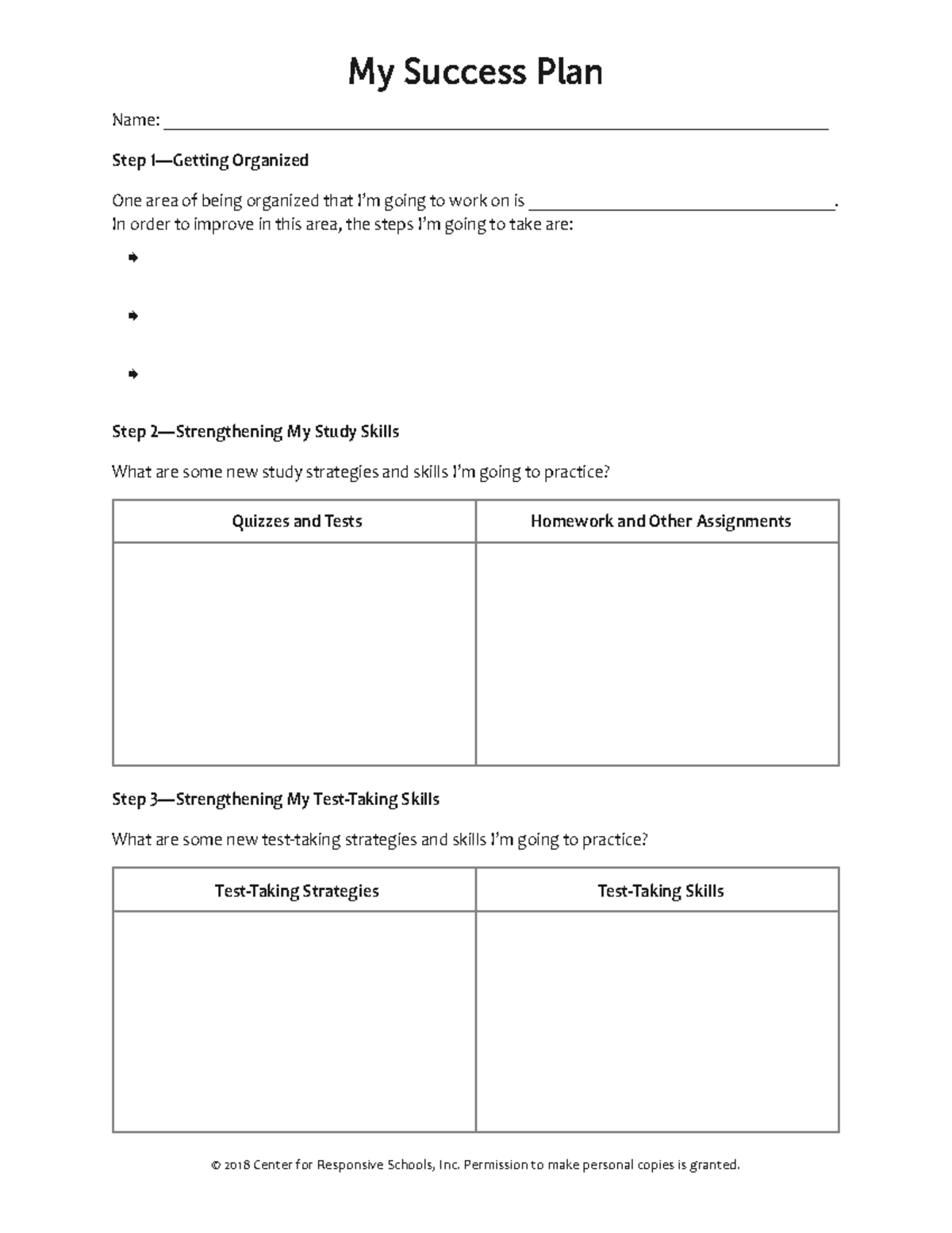 My-Success-Plan - Success Plan - © 2018 Center for Responsive Schools ...