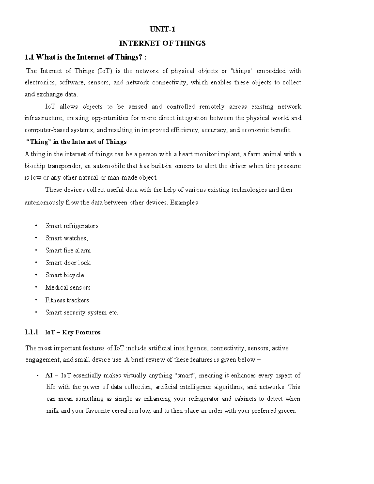 UNIT I Internet of Things - UNIT- INTERNET OF THINGS 1 What is the ...