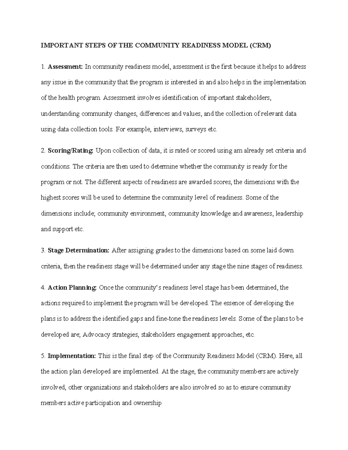 Community WK4 WA 025741 - IMPORTANT STEPS OF THE COMMUNITY READINESS ...