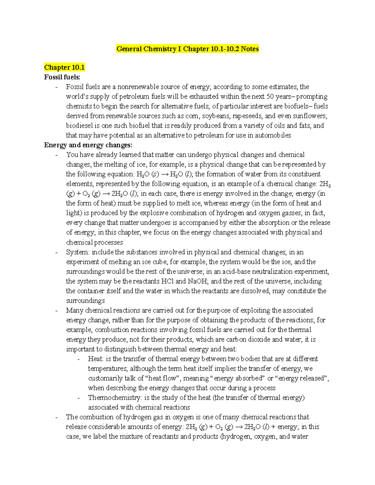 General Chemistry I Chapter 10.1-10.2 Notes - General Chemistry I ...