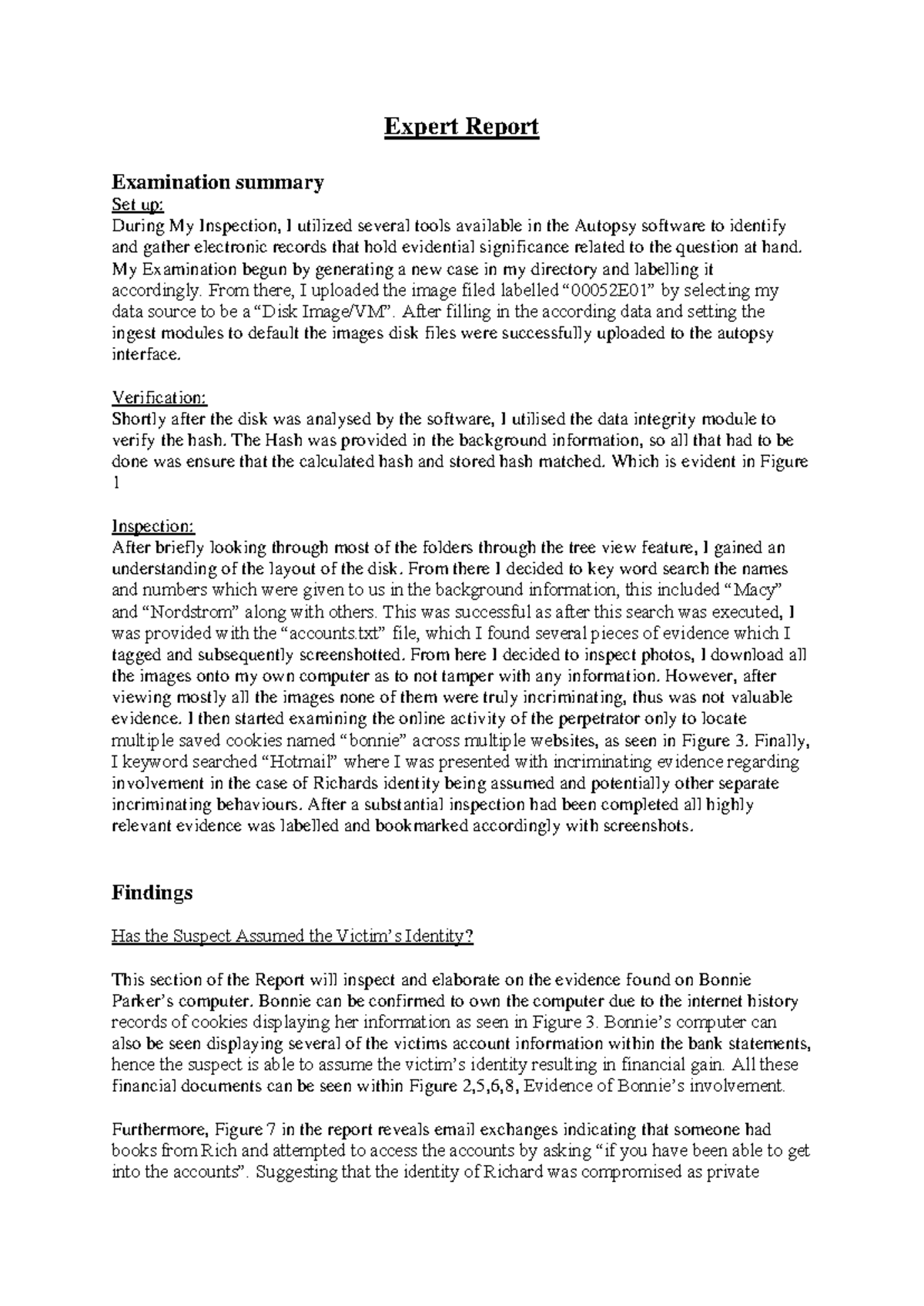 Expert Report DTI - Expert Report Examination summary Set up: During My ...