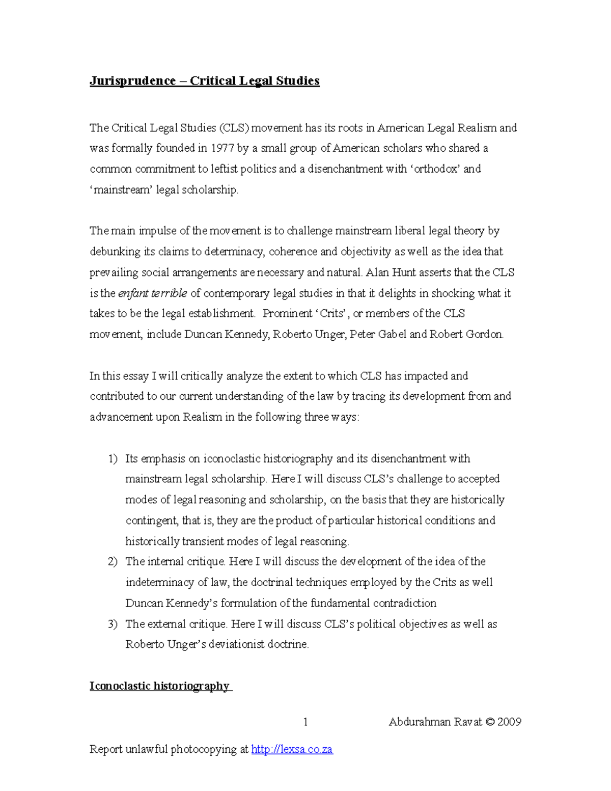 (3) Juris - CLS - Jurisprudence – Critical Legal Studies The Critical ...