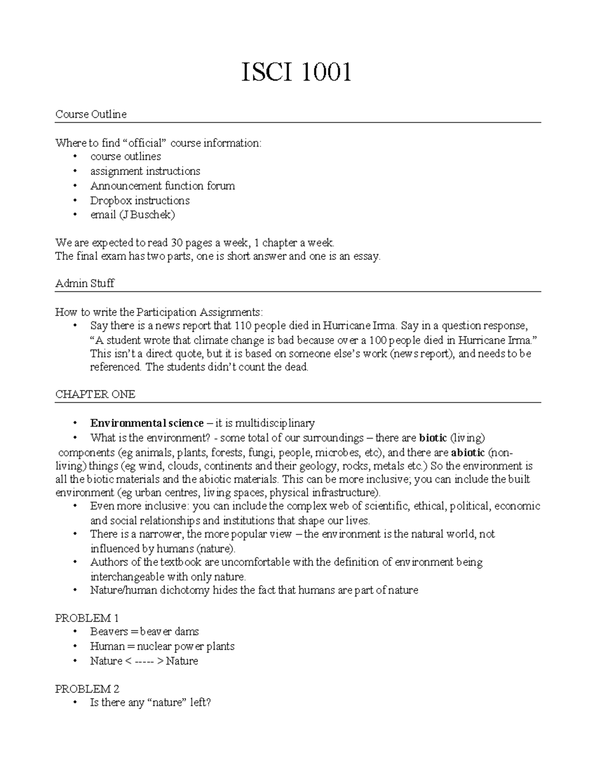 ISCI 1001 - Introduction of Environmental Science - ISCI 1001 Course ...