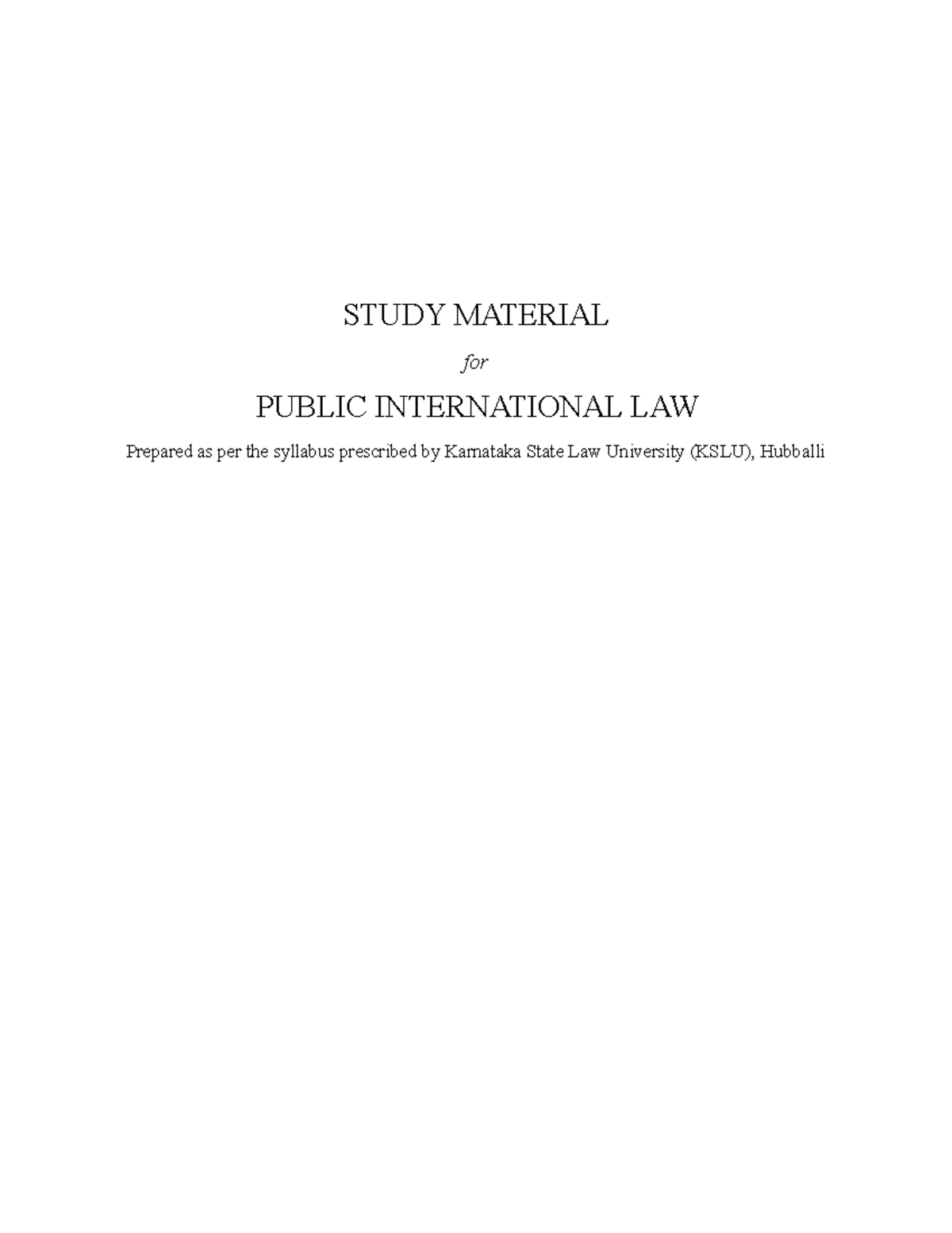 Public International Law Study Material - STUDY MATERIAL for PUBLIC ...