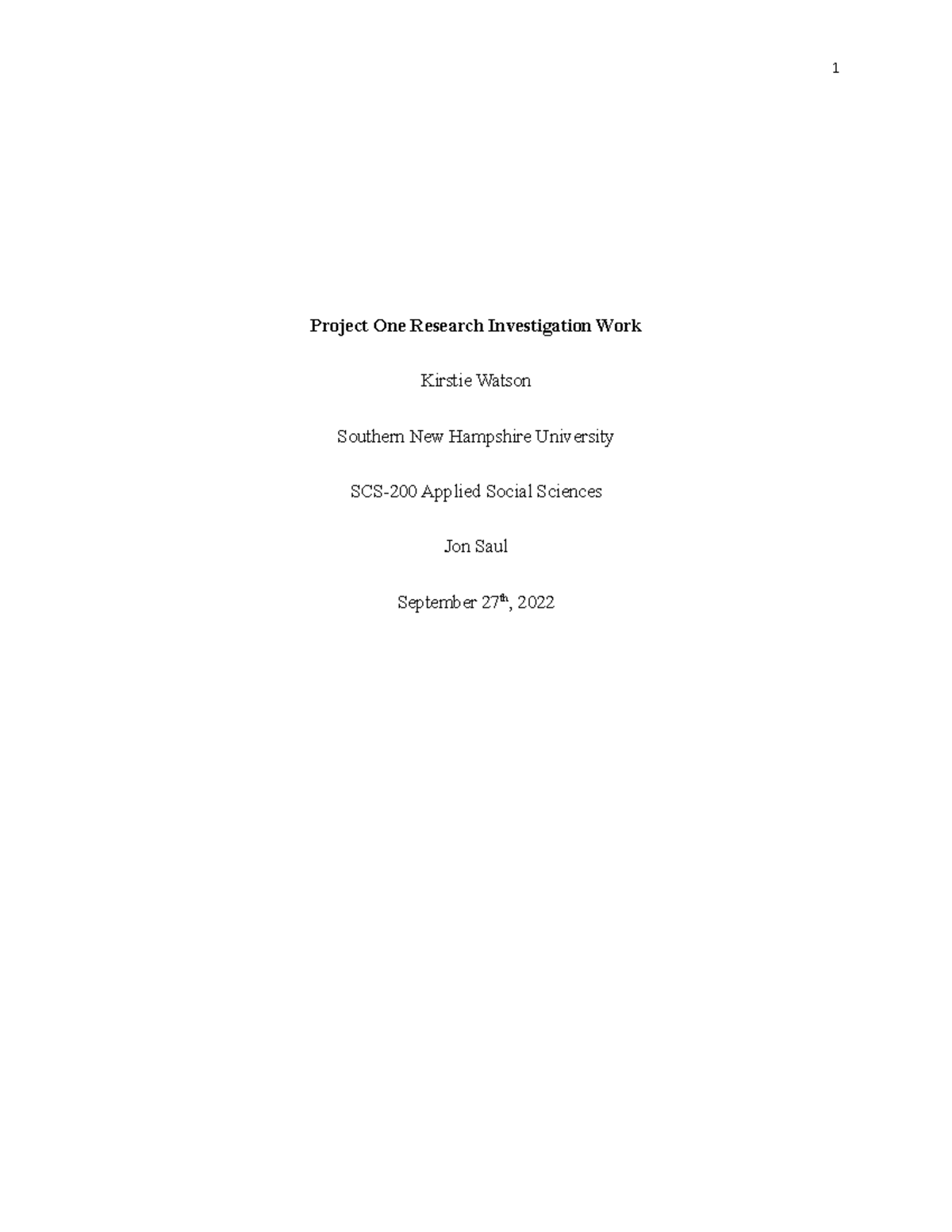 Project One Research Investigation - Why is this issue significant? The ...