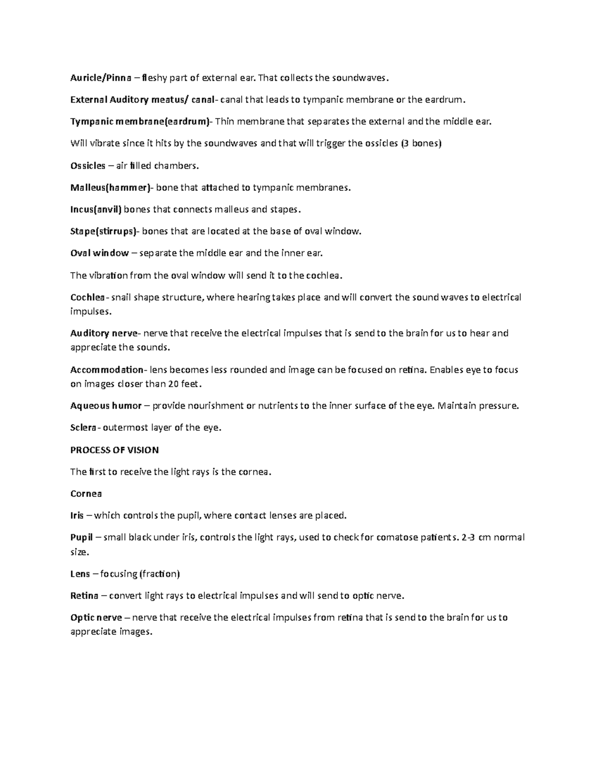EYE-AND-EAR - anaphysio eye and ear - Auricle/Pinna – fleshy part of ...