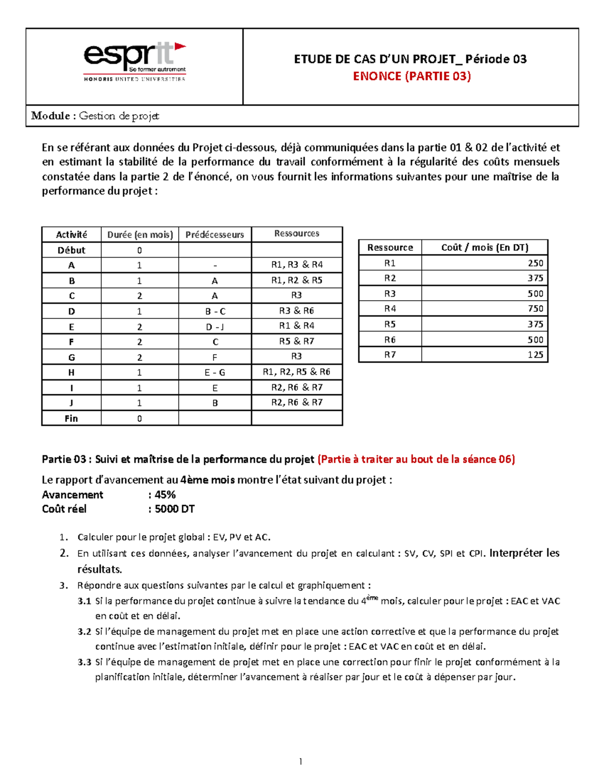 Enoncé du cas de Projet Partie 3 Période 03 - 1 ETUDE DE CAS D’UN ...