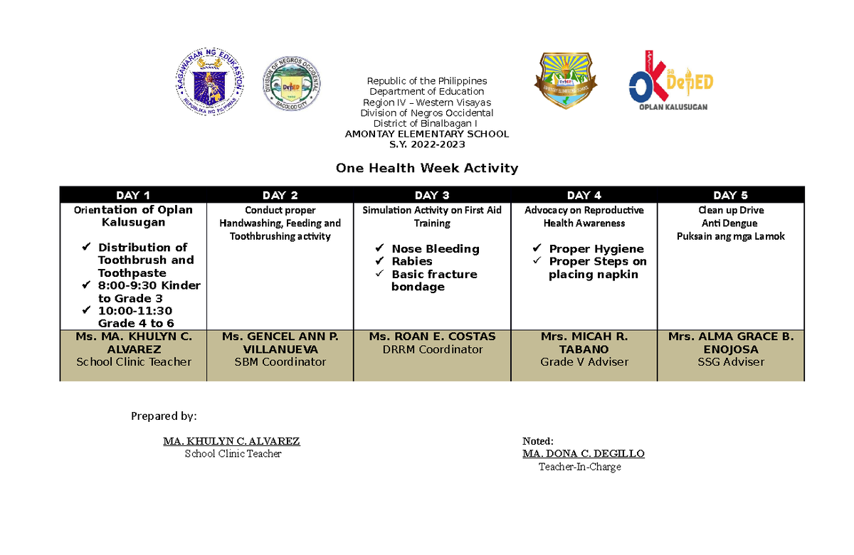 One health week - Sdff - Republic of the Philippines Department of ...