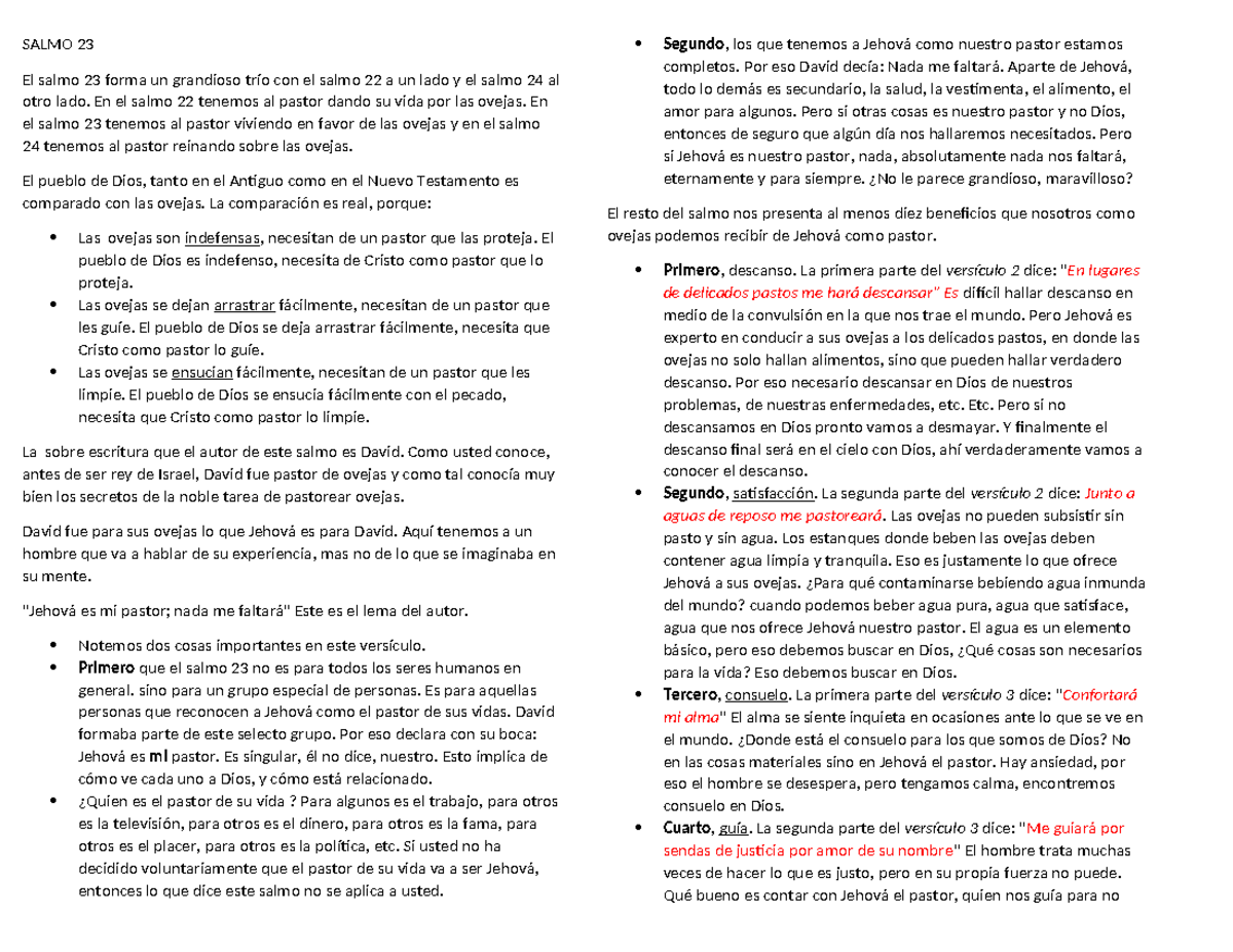 Animo hermano - SALMO 23 El salmo 23 forma un grandioso trío con el ...
