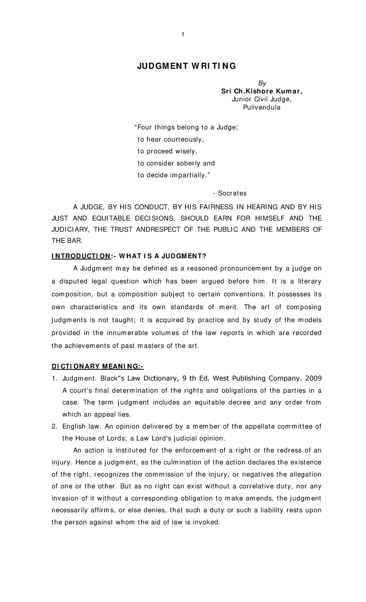 7-Judgment Writing-by Ch Kishore Kumar 0 - JUDGMENT WRITING By Sri Ch ...