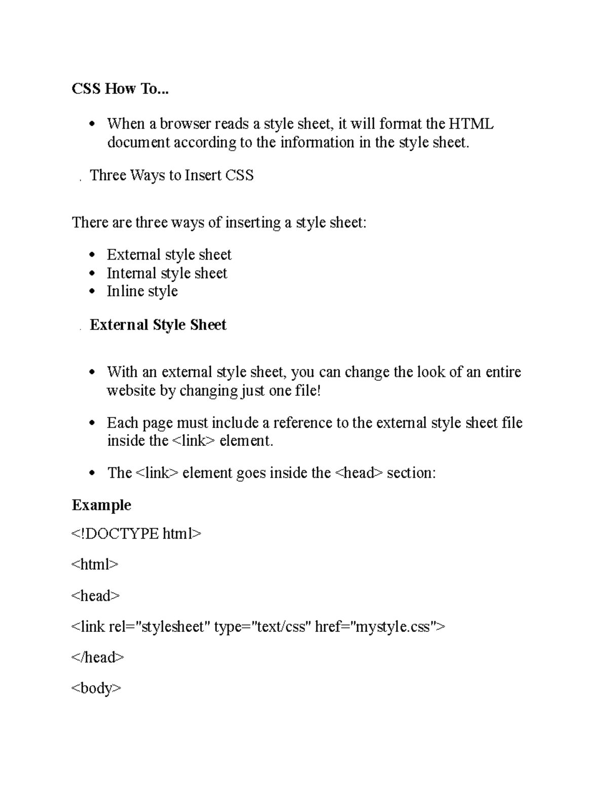 Css Styles To Prepare Exams Css How To When A Browser Reads A Style Sheet It Will Format 3701