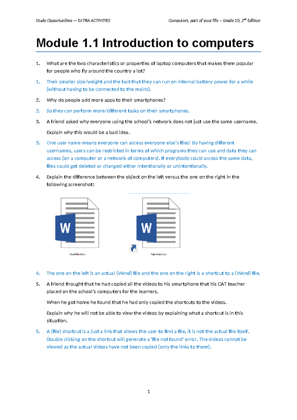 2 Extra Activities Section 1and2 - Module 1 Introduction to computers 1. What are the two - Studocu