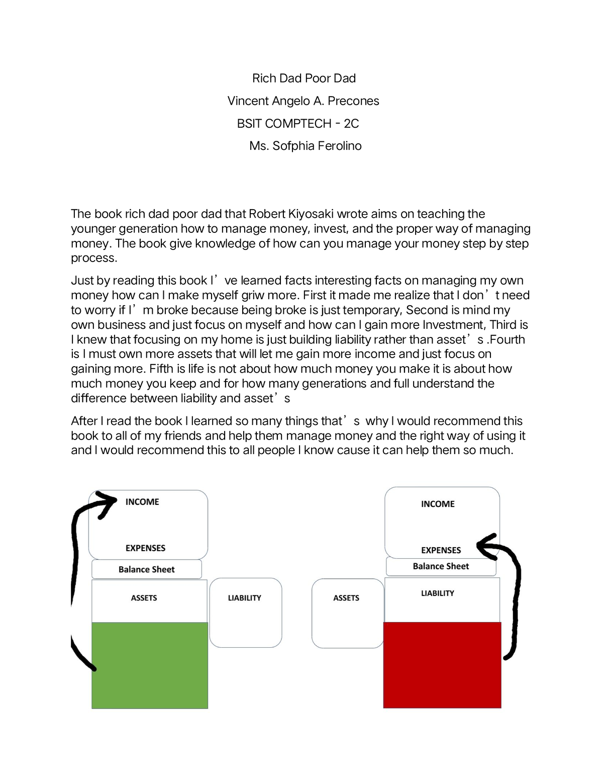 Book Review Rich Dad Poor Dad Rich Dad Poor Dad Vincent Angelo A