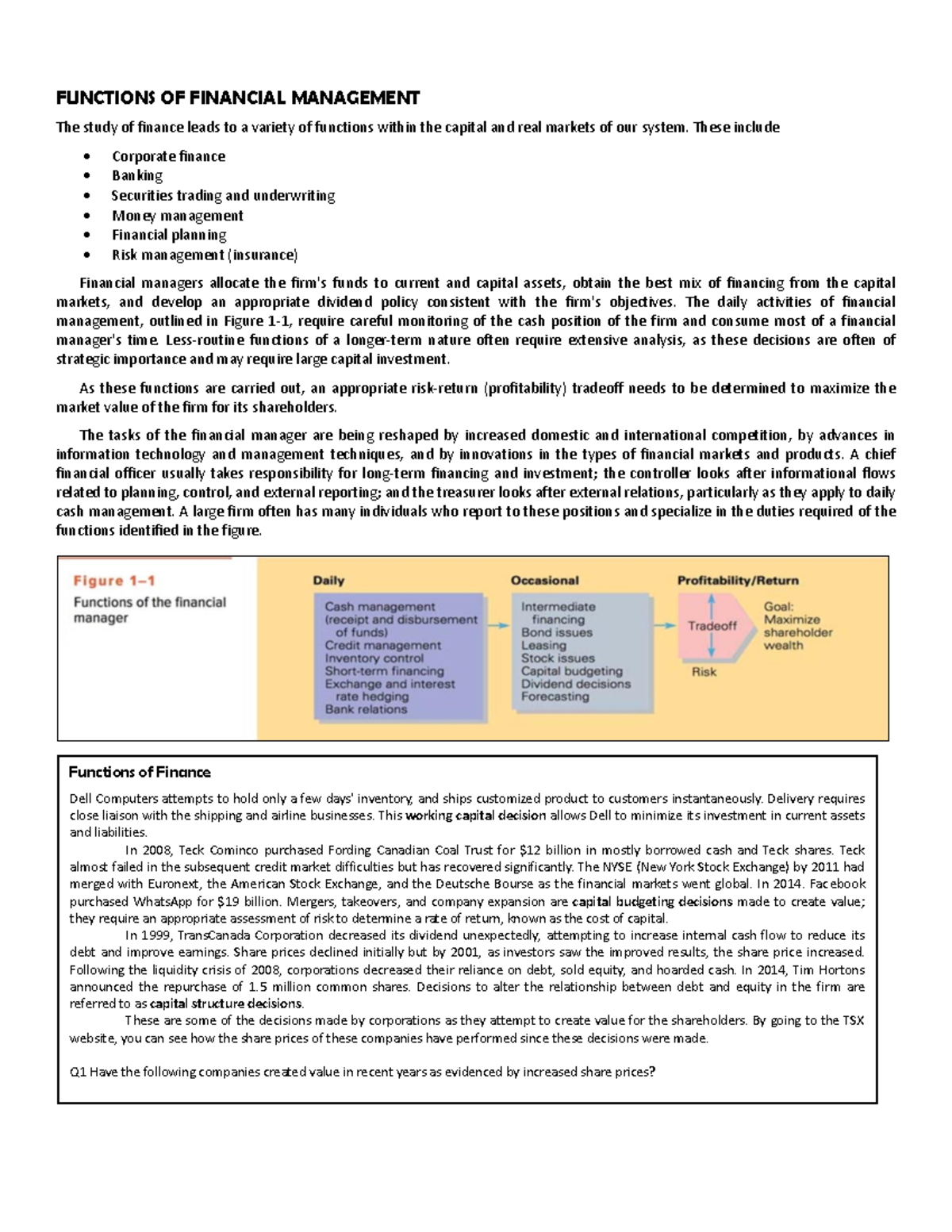 Finman - Functions of Finance - FUNCTIONS OF FINANCIAL MANAGEMENT The ...