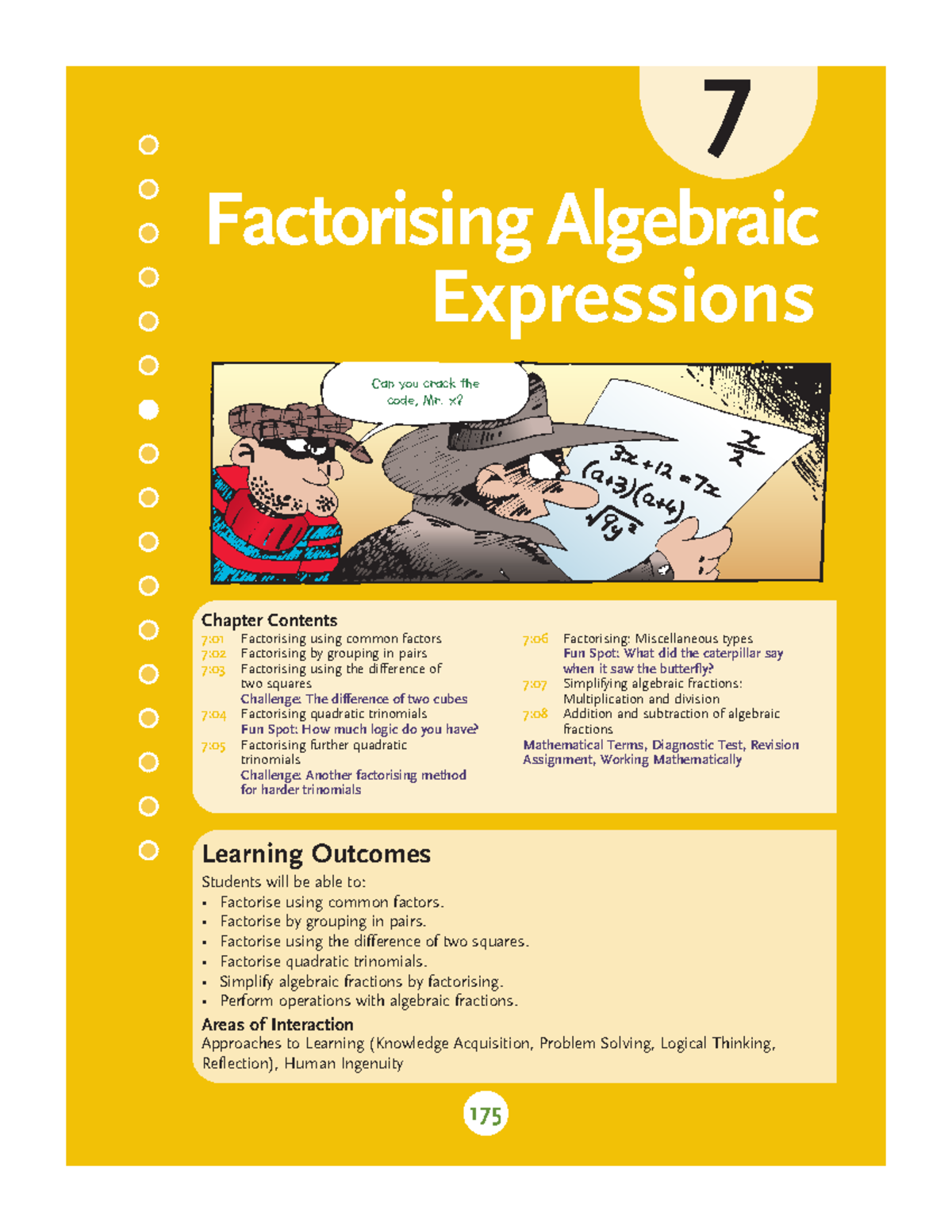 Chapter 7 Factorising Algebraic Expressions pg 175 - 199 - Factorising ...