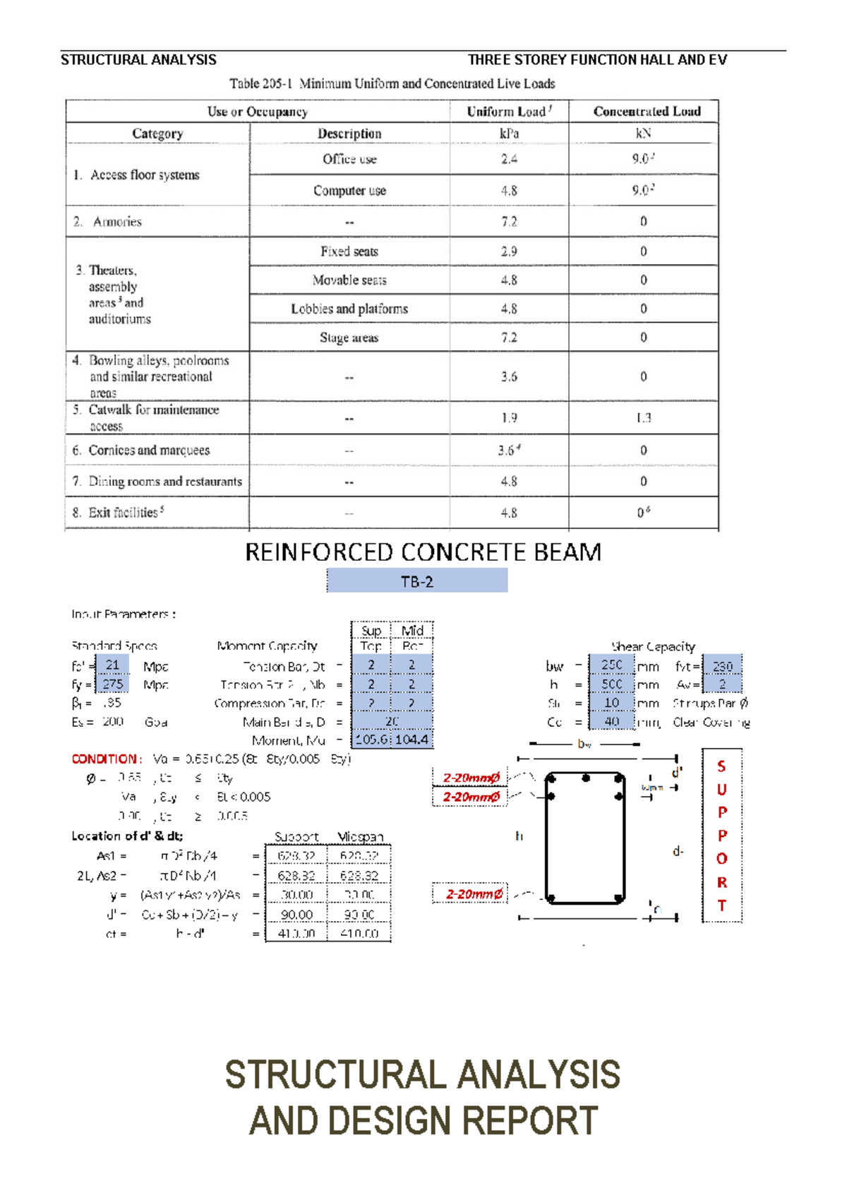 Structural Calculation Template Structural Analysis And Design Report Three Storey Function