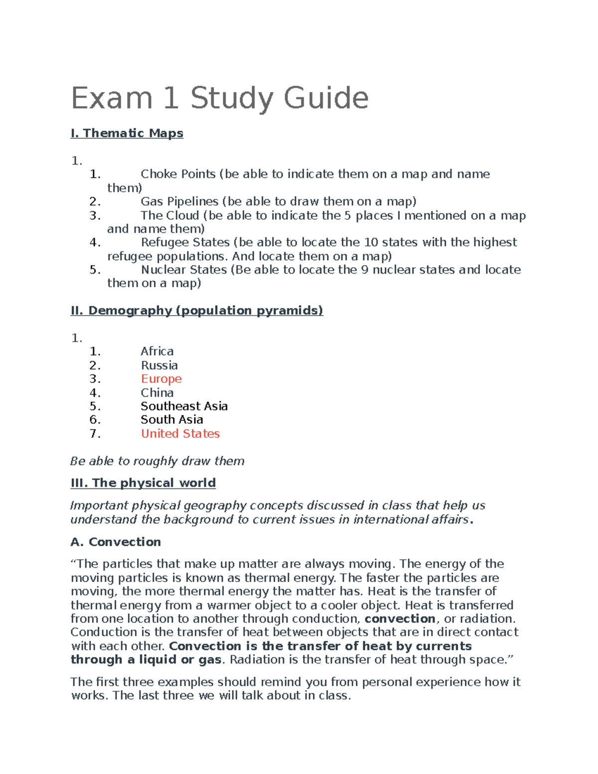 Exam 1 Study Guide - Exam 1 Study Guide I. Thematic Maps 1. Choke ...