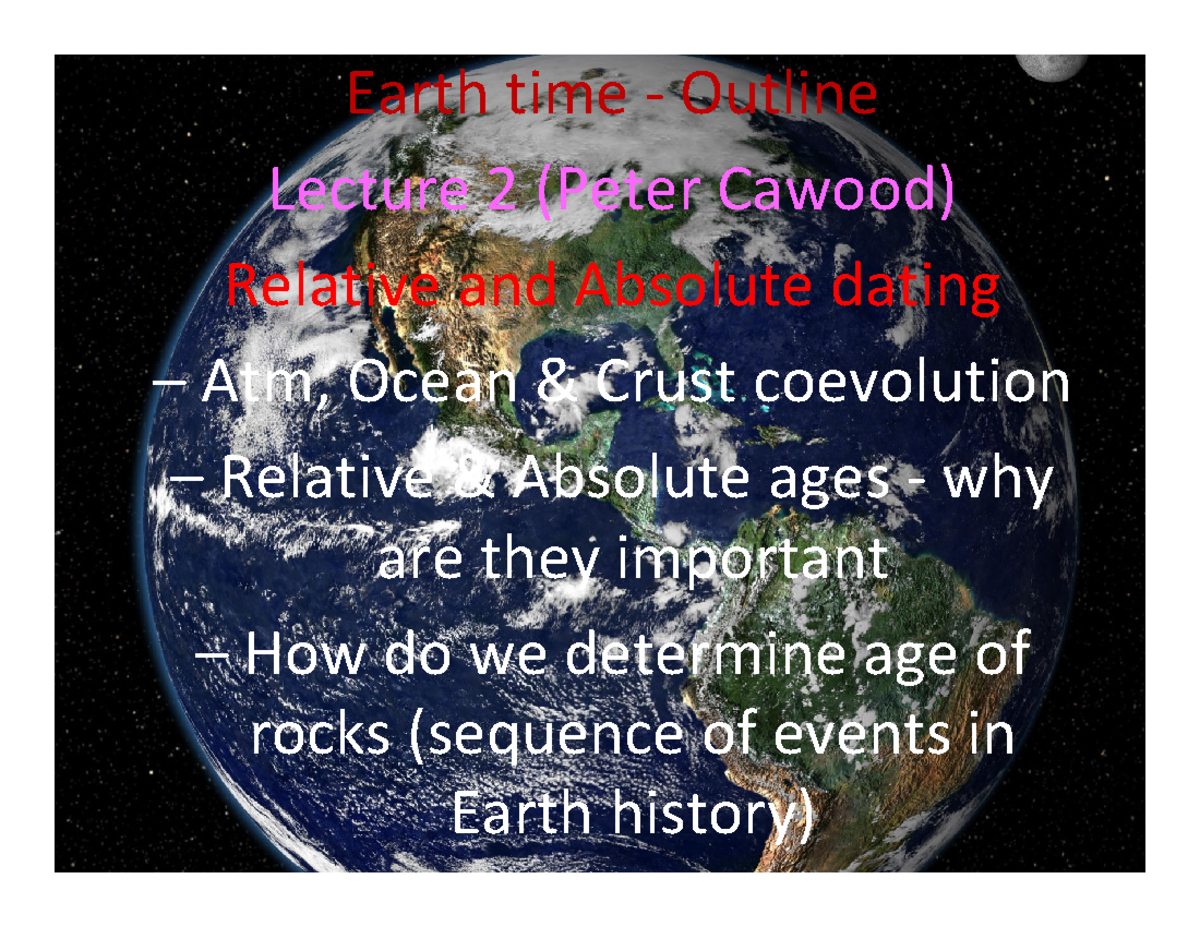 EAE1011 Lecture 08 2023 - Earth time ‐ Outline Lecture 2 (Peter Cawood ...