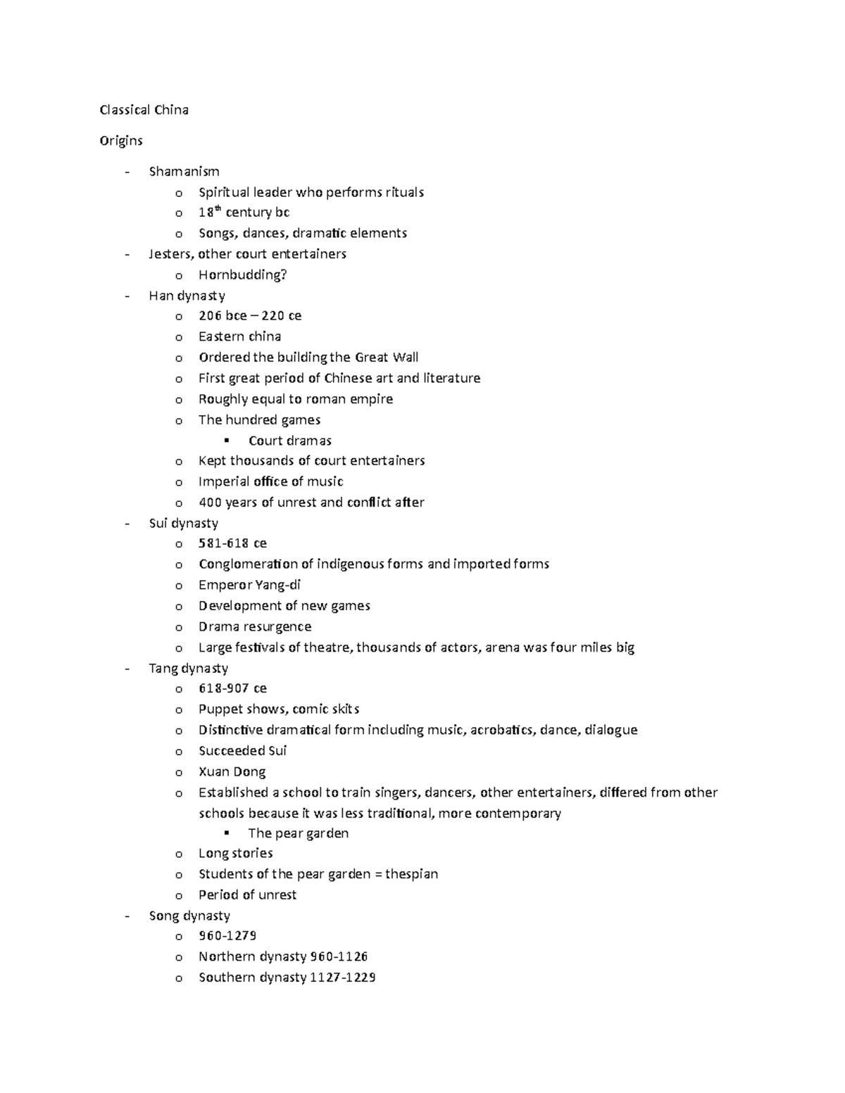 Classical China - Notes from Dr. Nelson's History and Lit 1 - Classical ...