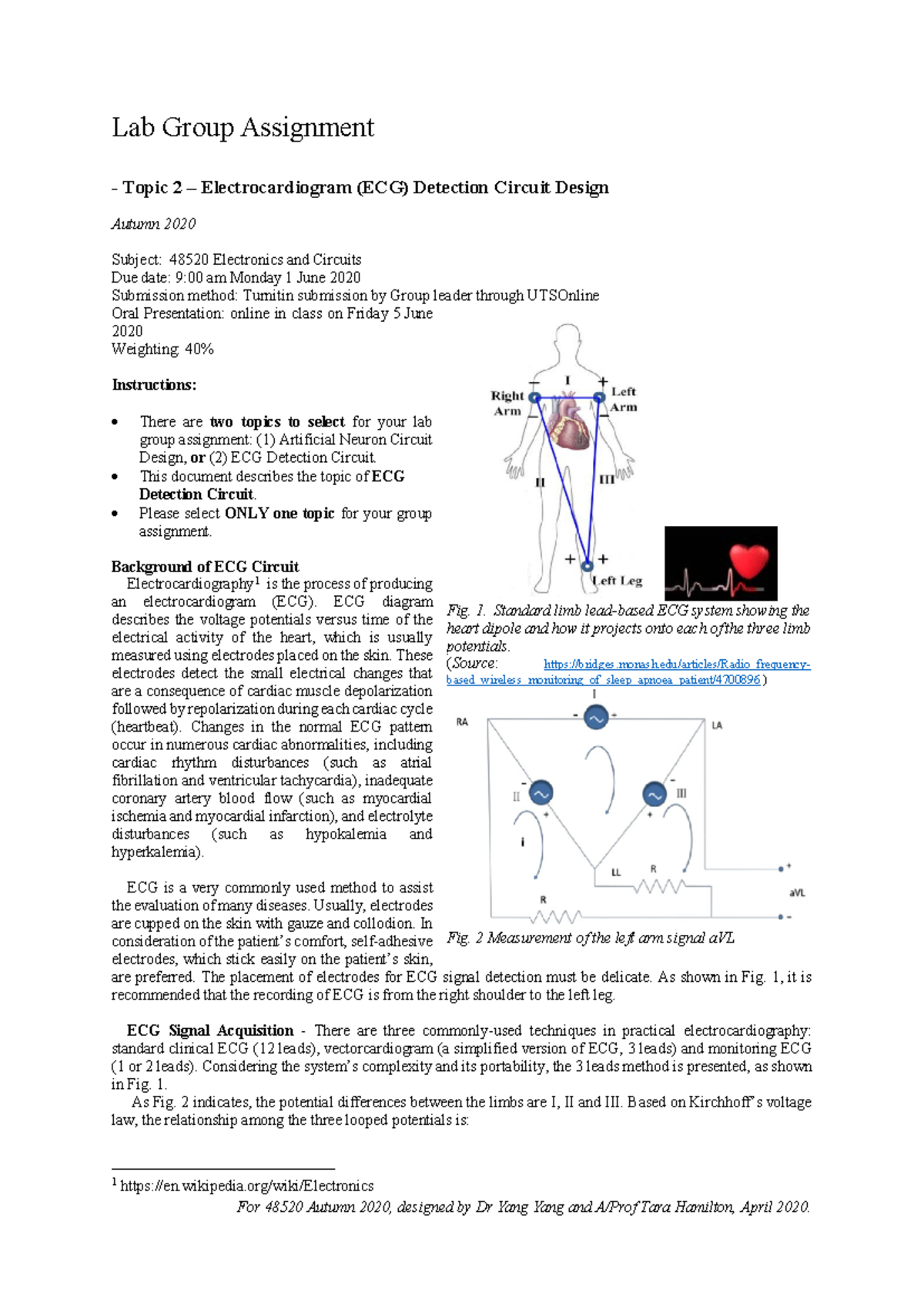 Lab Group Assignment Topic 2 - This document describes the topic of ECG ...
