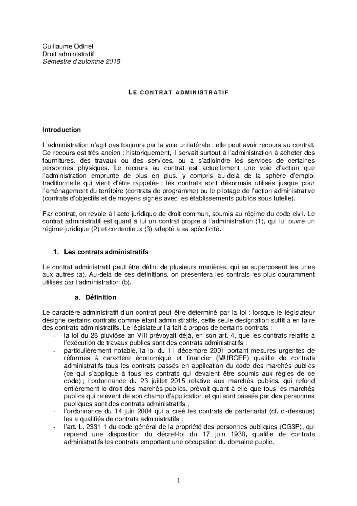 9. Le contrat administratif en loi française - Guillaume Odinet Droit ...