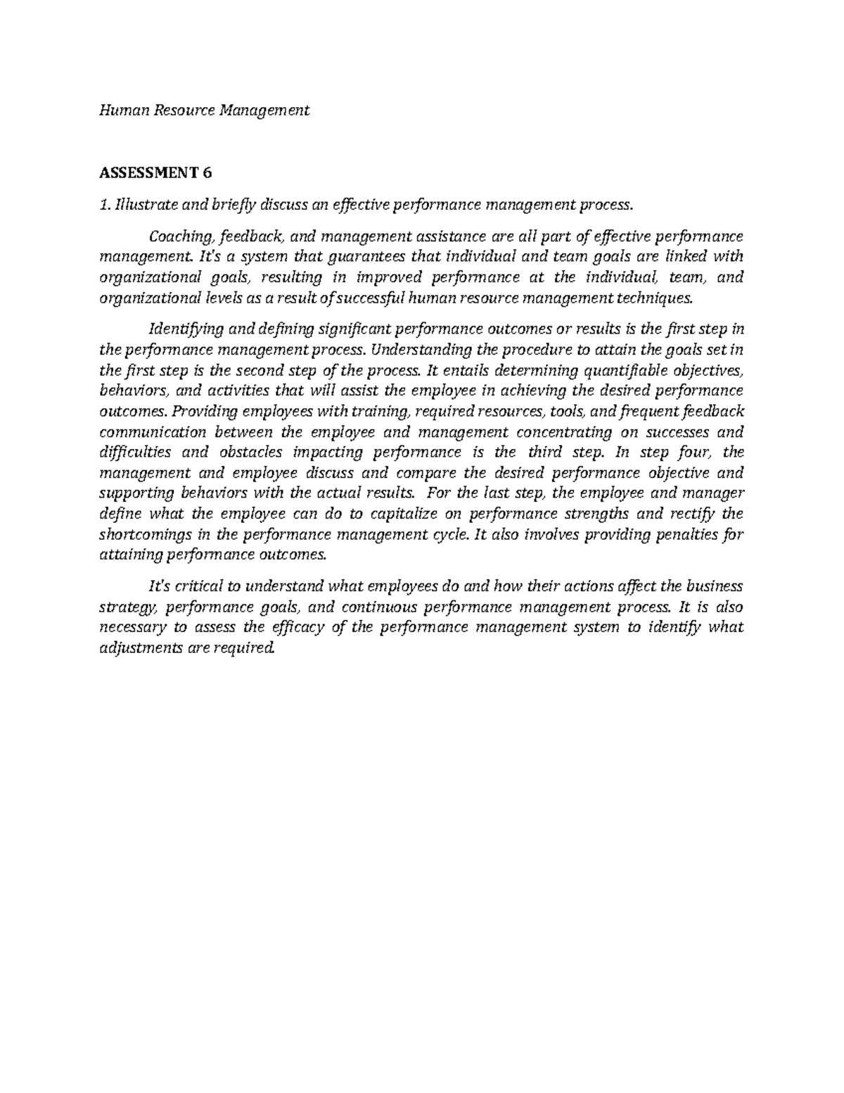 Human Resource Management Activities/Assessment/Quiz 6 Question 1 ...