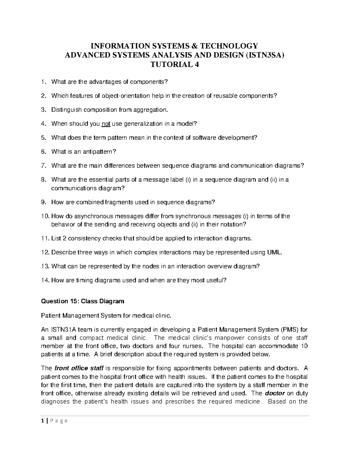 ISTN3SA Tutorial 4 - 1 | P a g e INFORMATION SYSTEMS & TECHNOLOGY ...