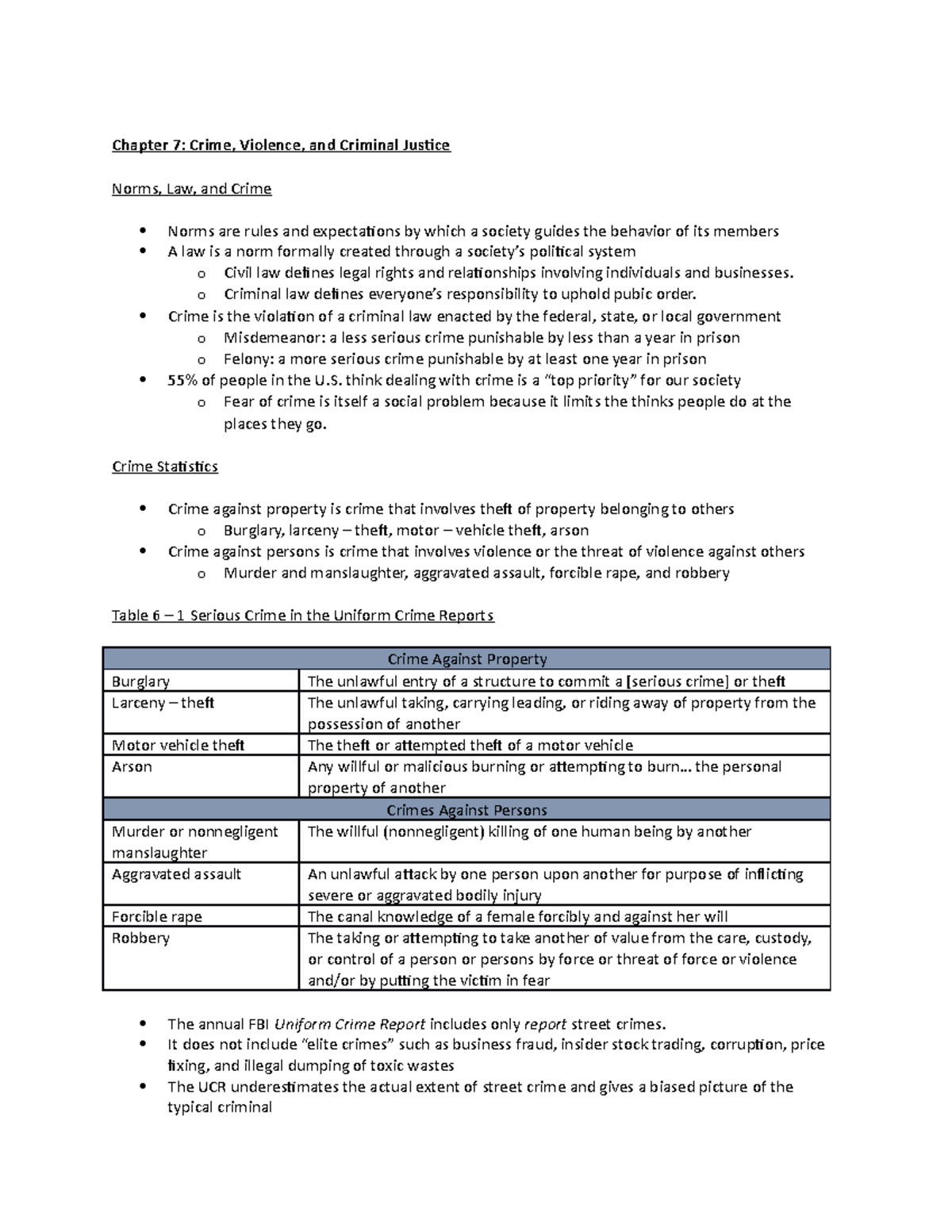 Chapter 7 - Raymond Hall - Chapter 7: Crime, Violence, and Criminal ...