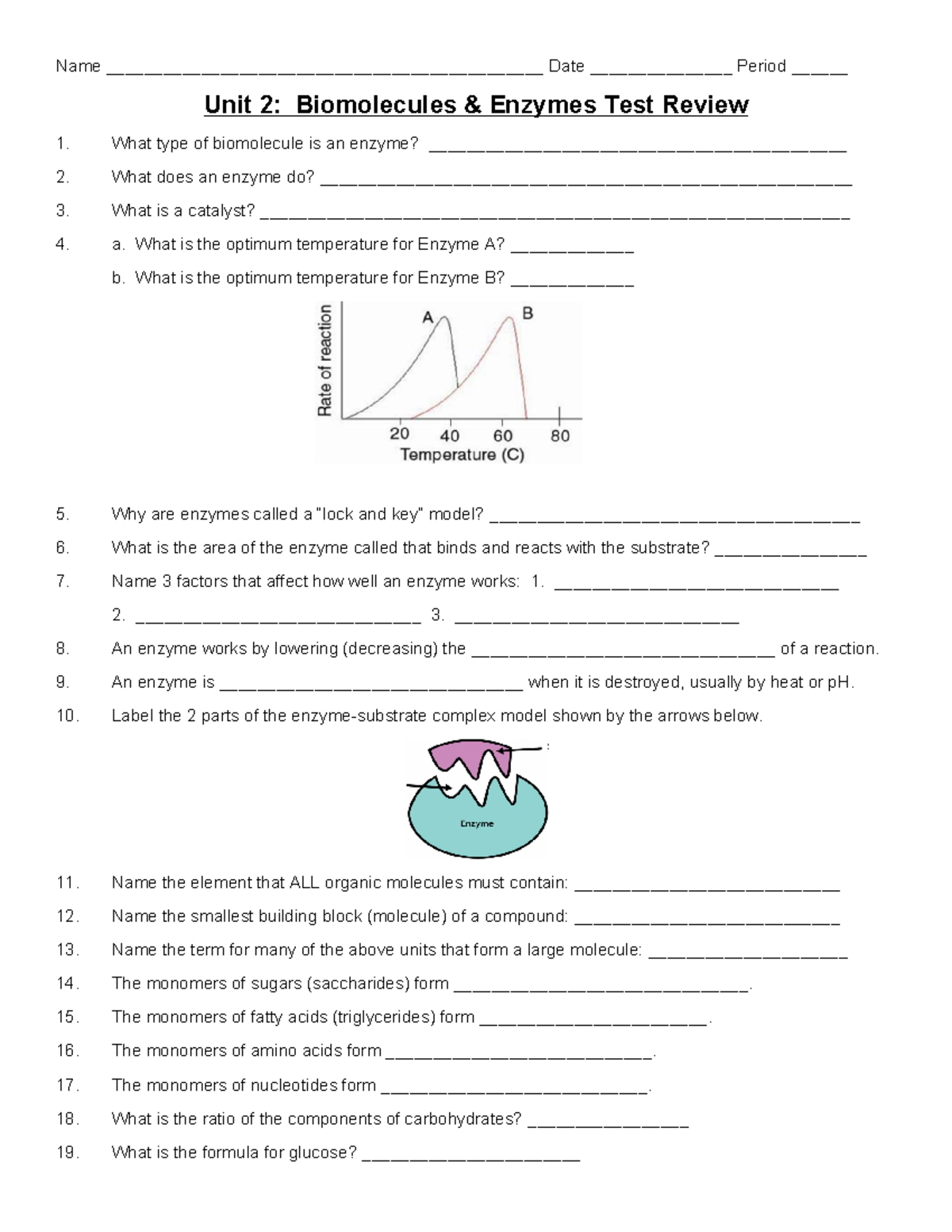 Biomolecules Test Review PDF - Name ...