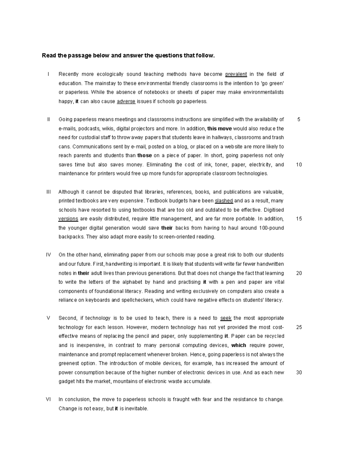 2 Contextual Clues and Reference Words - Practice 1 - Read the passage ...