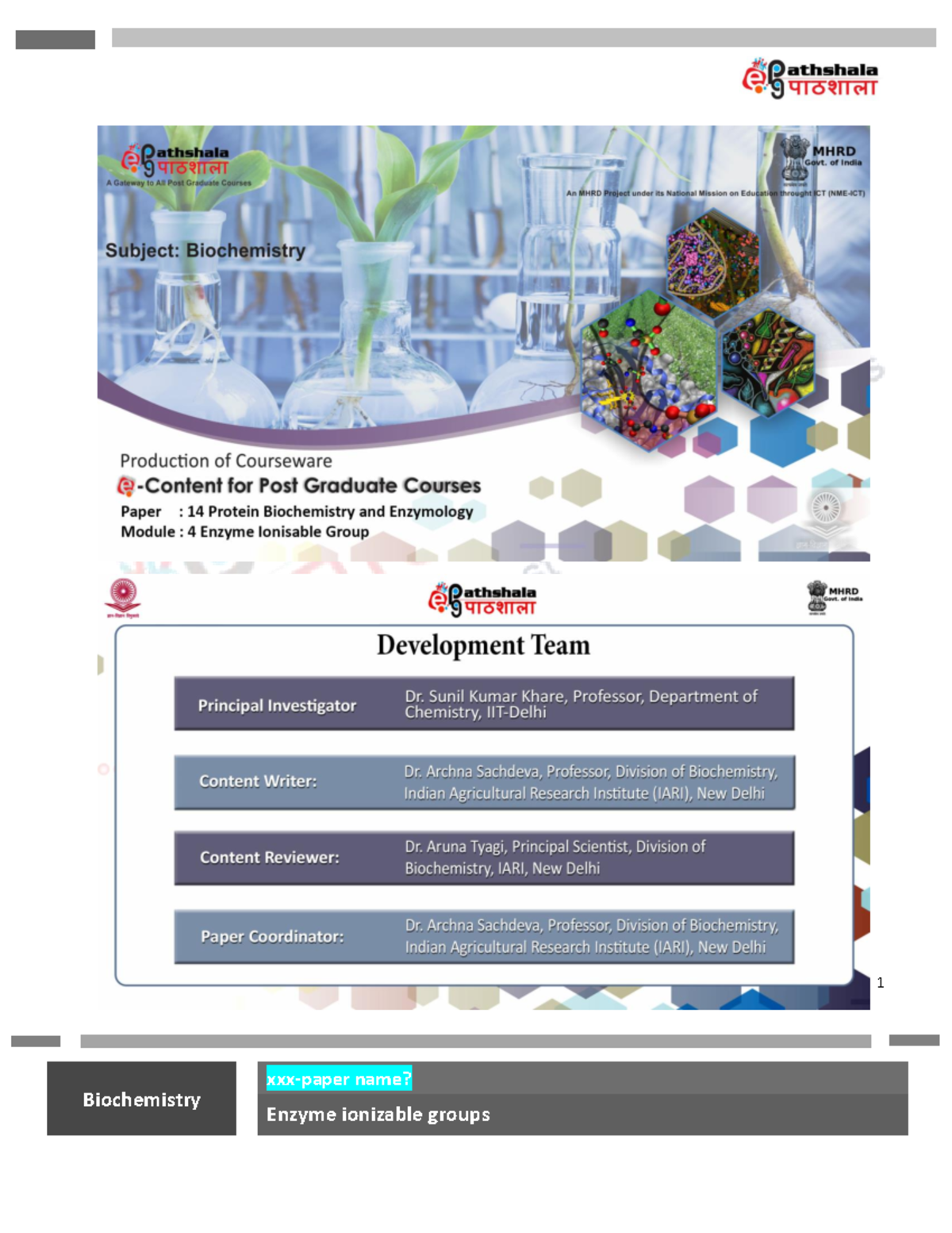 42 Enzymes in Solution biochem - 1 Biochemistry xxx-paper name? 2 ...