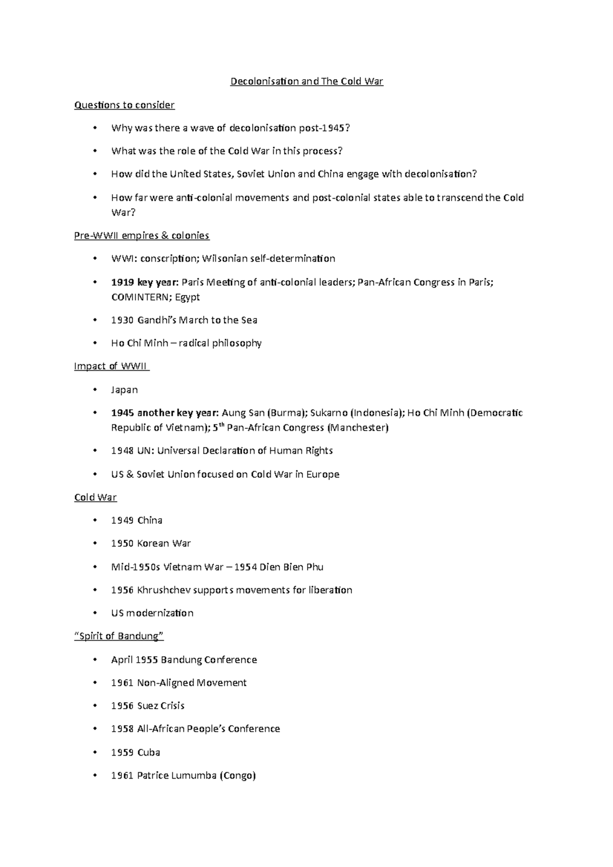 Decolonisation and The Cold War - Decolonisation and The Cold War ...