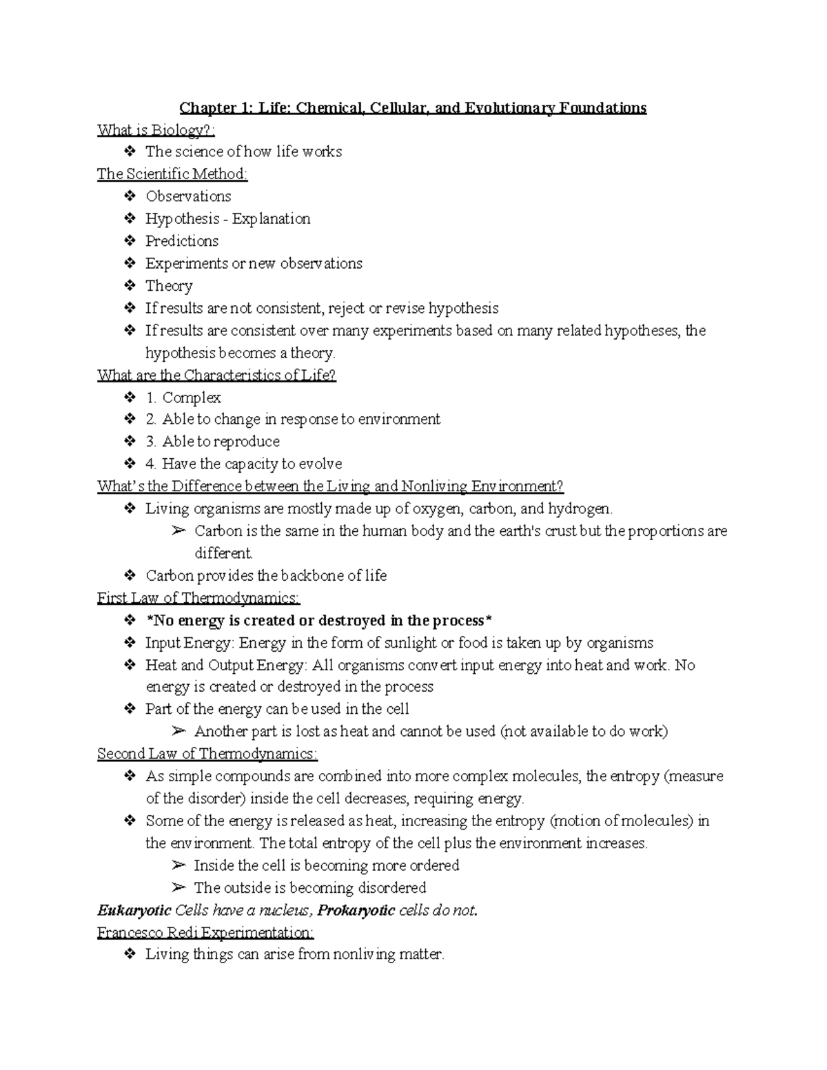 Chapter 1 Life Chemical, Cellular, and Evolutionary Foundations ...