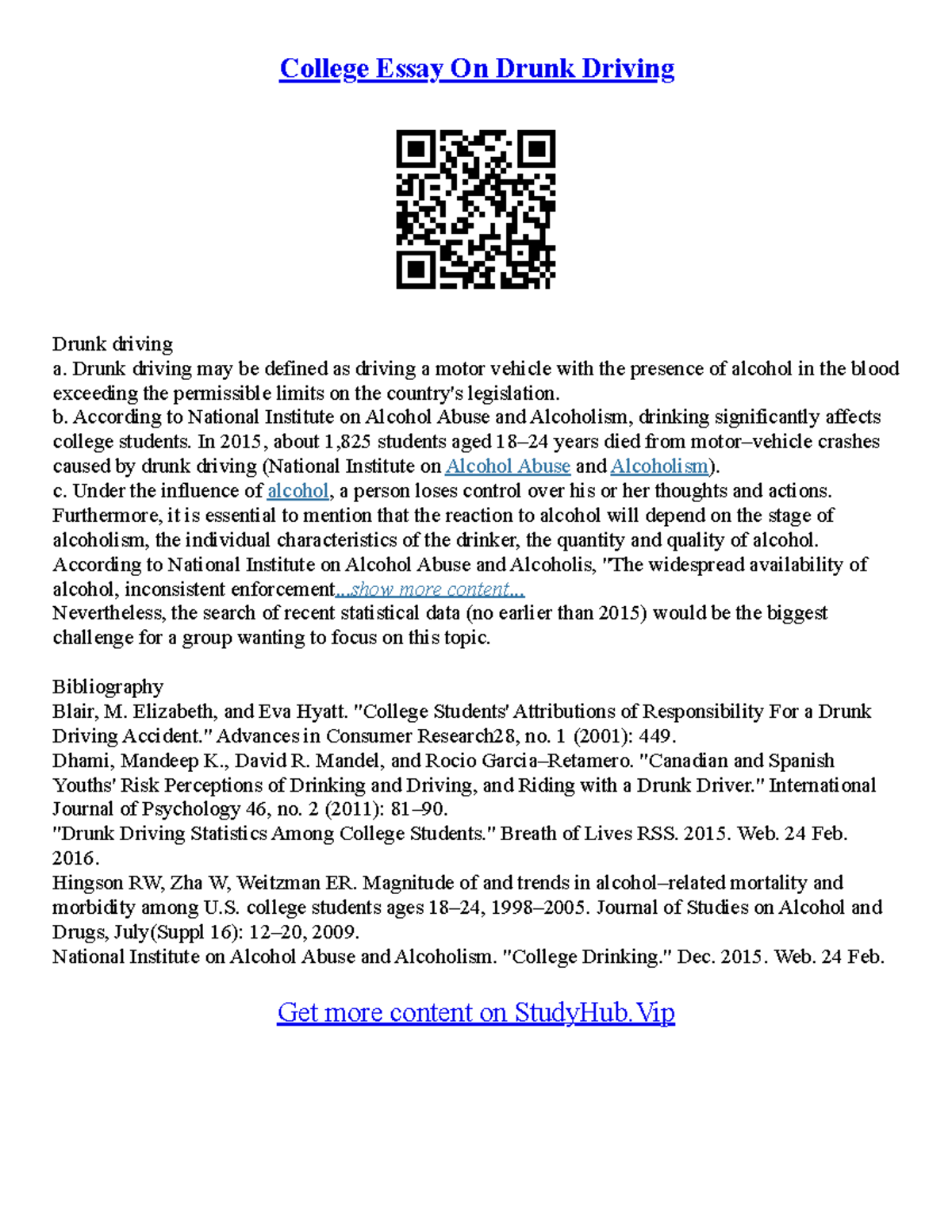 Essay About Drunk Driving - College Essay On Drunk Driving Drunk ...