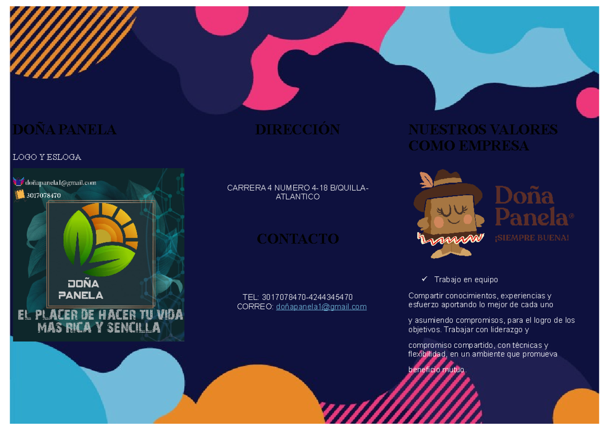 DOÑA Panela Folleto - Apuntes 1 - DOÑA PANELA LOGO Y ESLOGA DIRECCIÓN ...