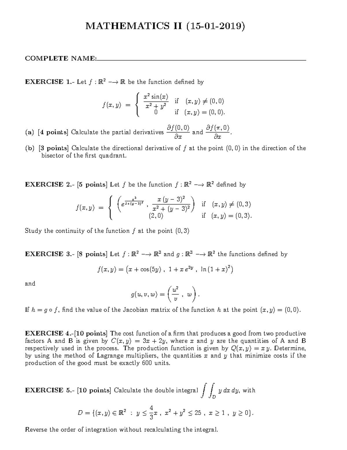 Math2 2019 01 - maths - MATHEMATICS II (15-01-2019) COMPLETE NAME ...