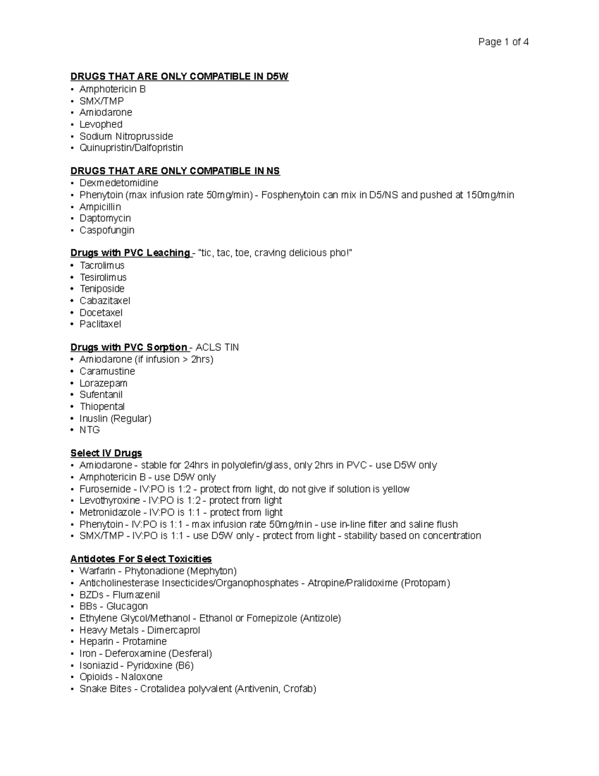 Pdfcoffee - Its a cheat sheet of major drugs for Naplex - Page 1 of 4 DRUGS THAT ARE ONLY ...