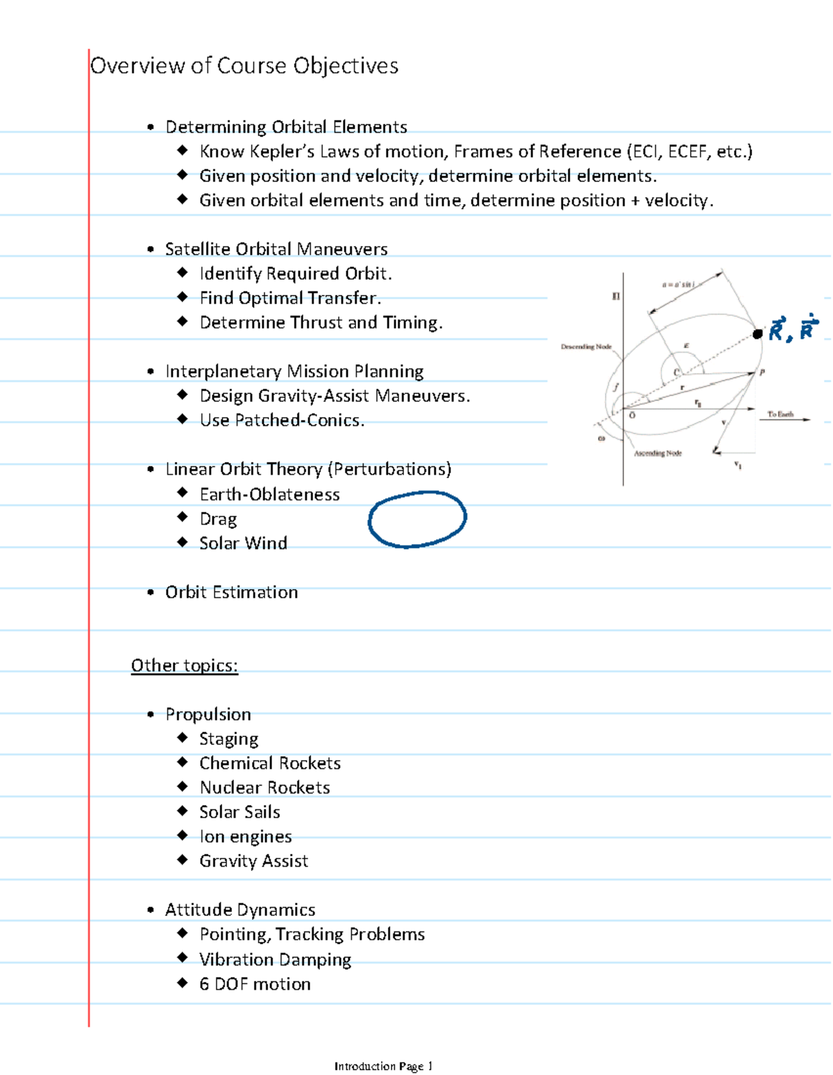MAE 146 - 1 Introduction - Determining Orbital Elements Know Kepler’s ...
