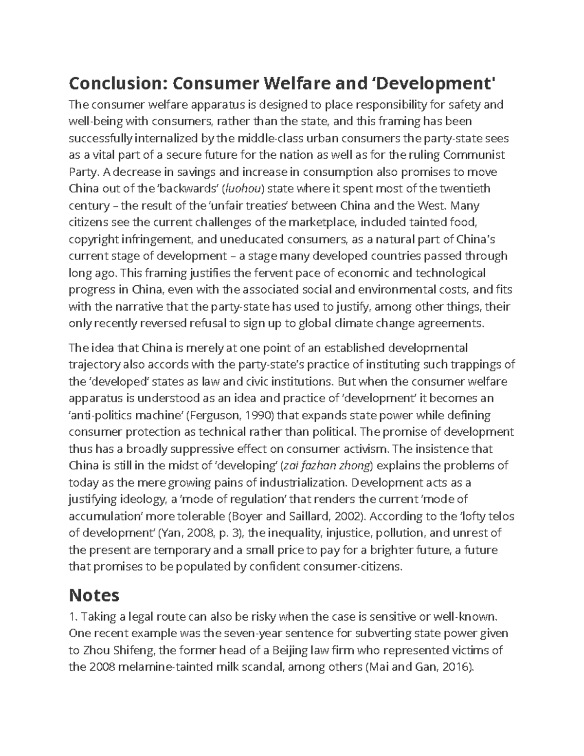 Conclusion and Notes (Chap - Conclusion: Consumer Welfare and ...