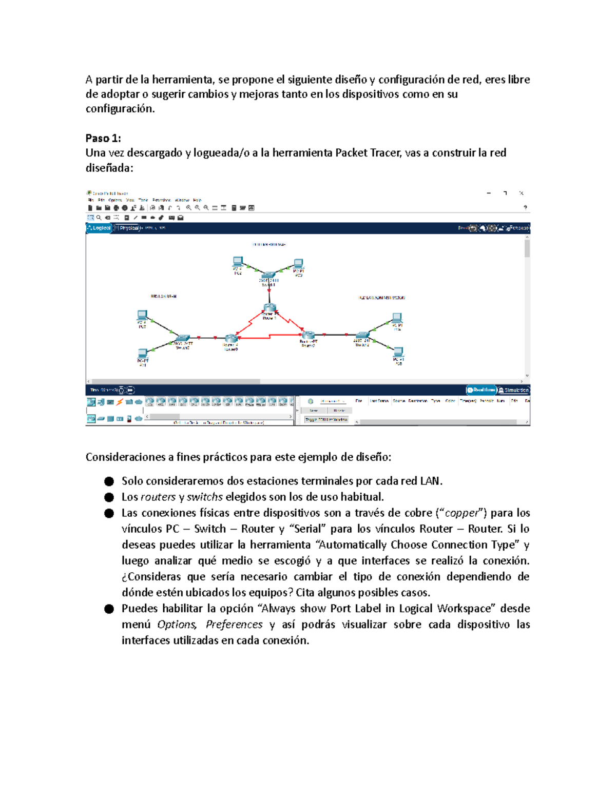 TP4 - Diseño y configuración de red - A partir de la herramienta, se propone el siguiente diseño ...
