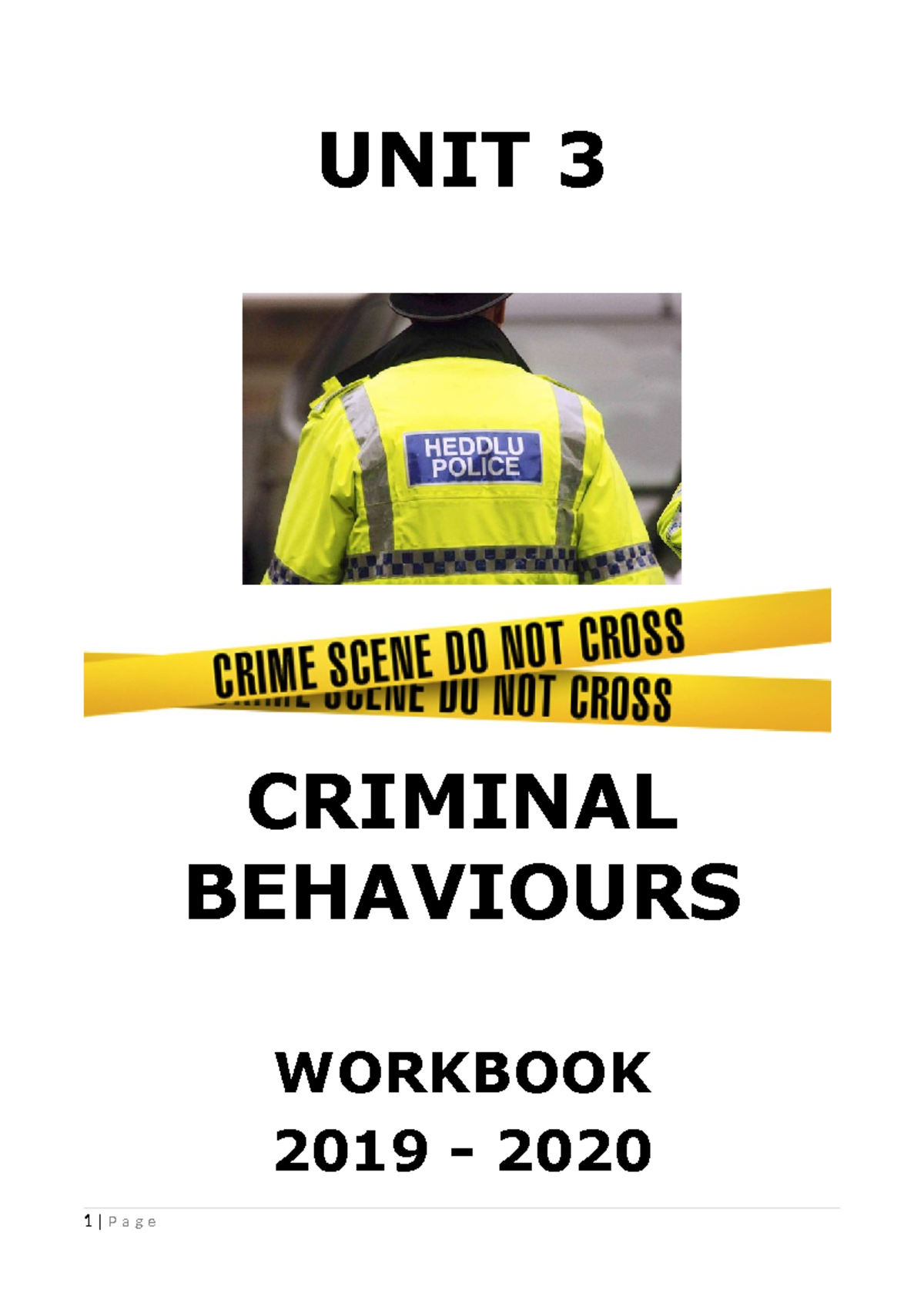 Criminal Workbook 2019 - 2020 - UNIT 3 CRIMINAL BEHAVIOURS WORKBOOK ...
