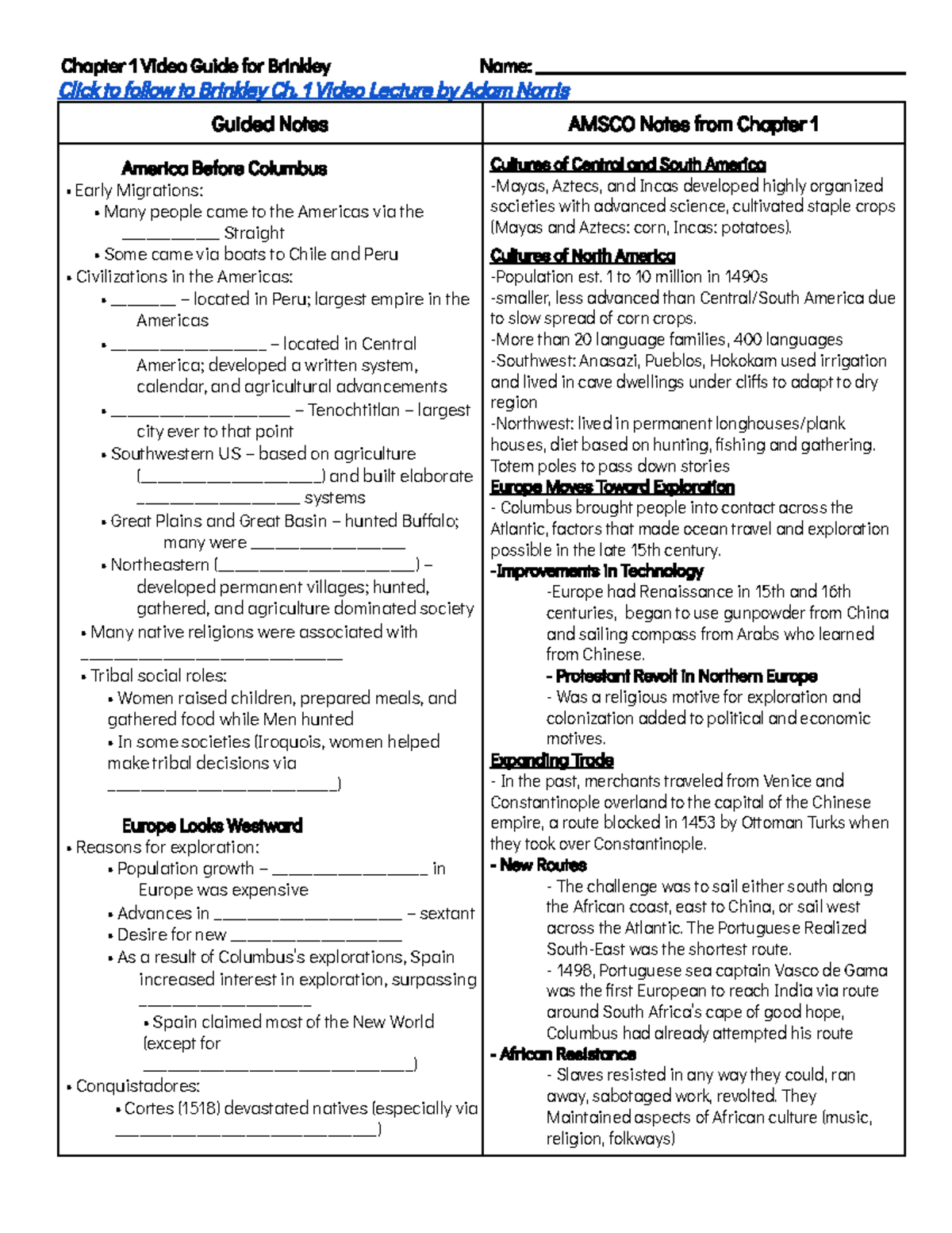Copy of Brinkley-Chapter-1-Video-Guide - Chapter 1 Video Guide for ...