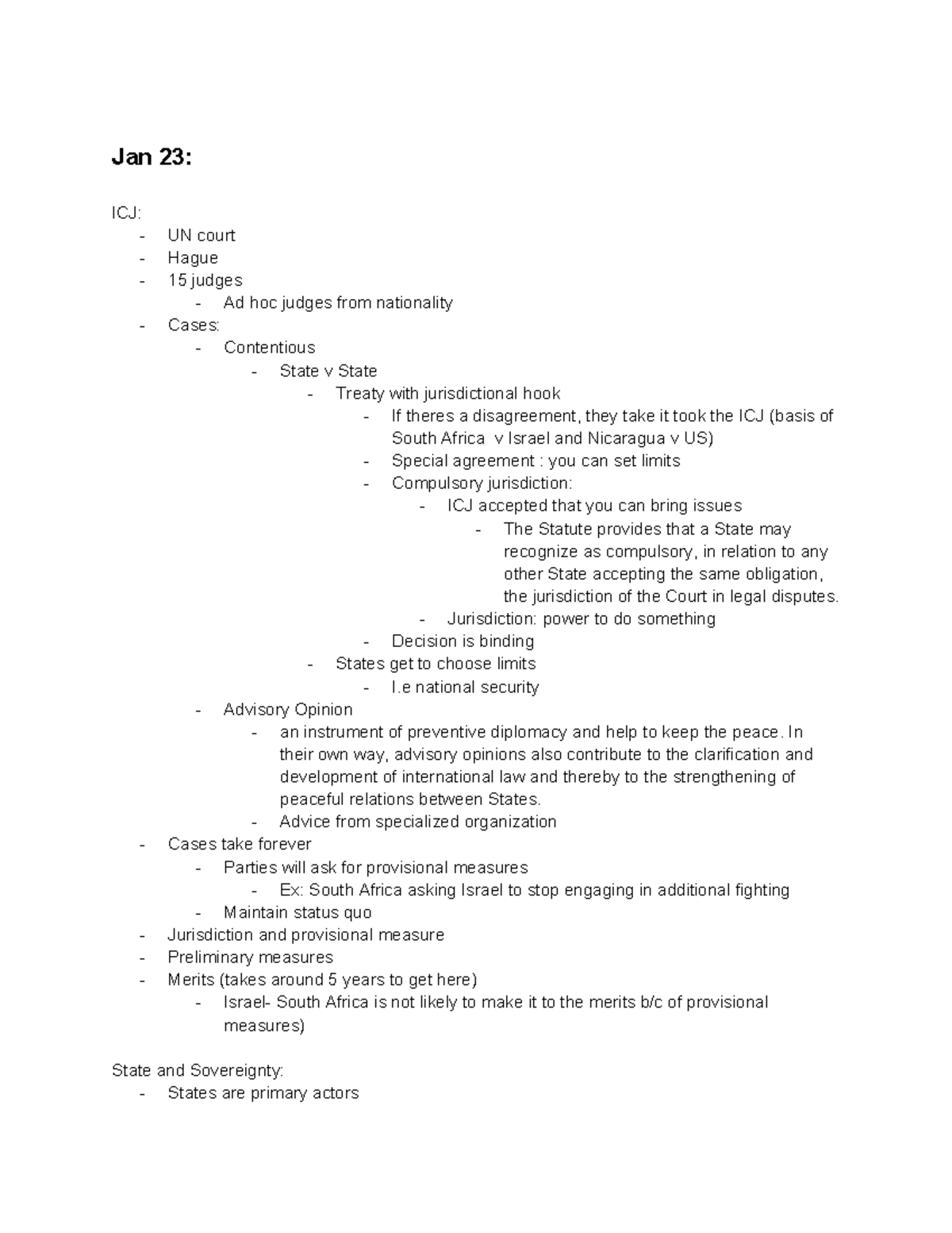 ILaw Notes - Jan 23: ICJ: - UN court - Hague - 15 judges - Ad hoc ...