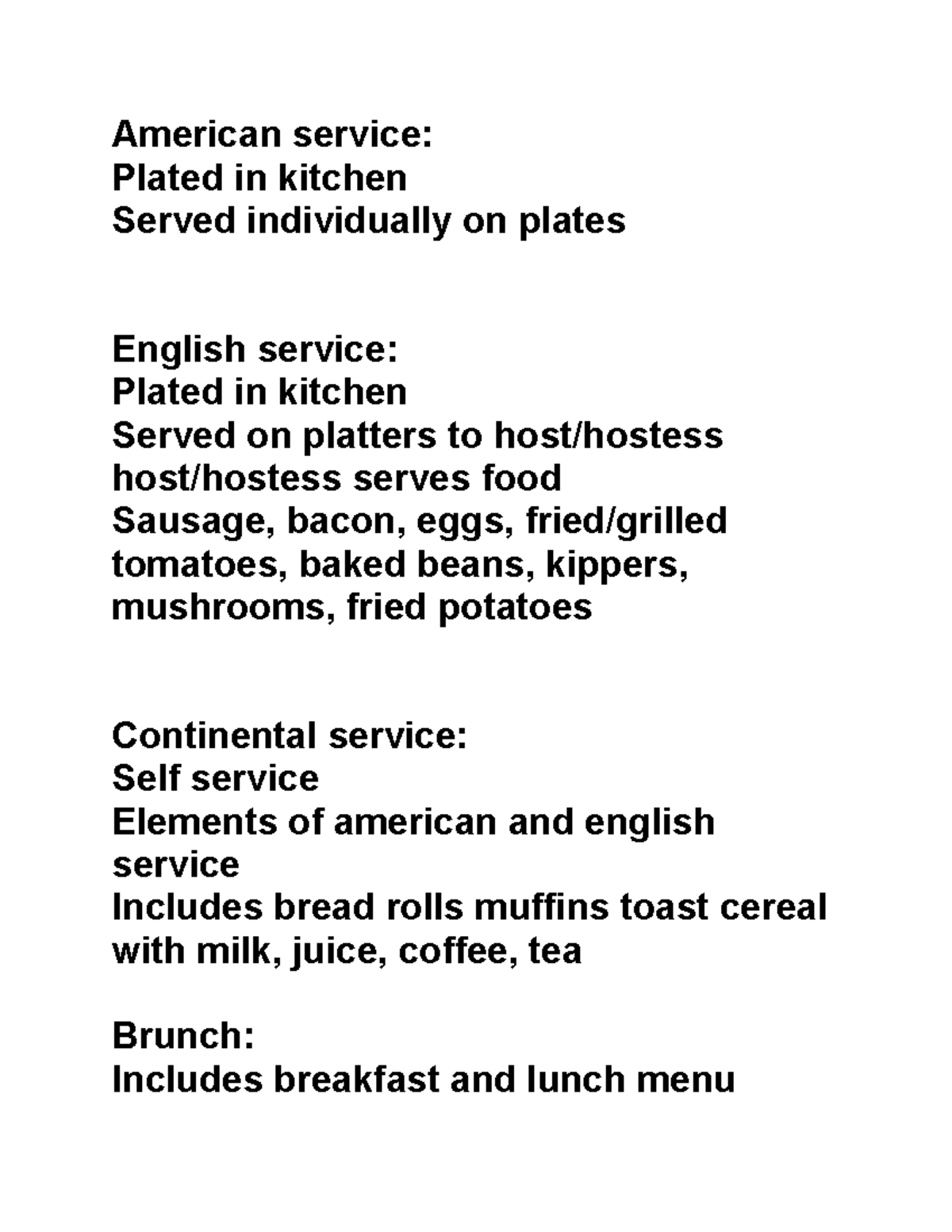 Breakfast Notes - American service: Plated in kitchen Served ...