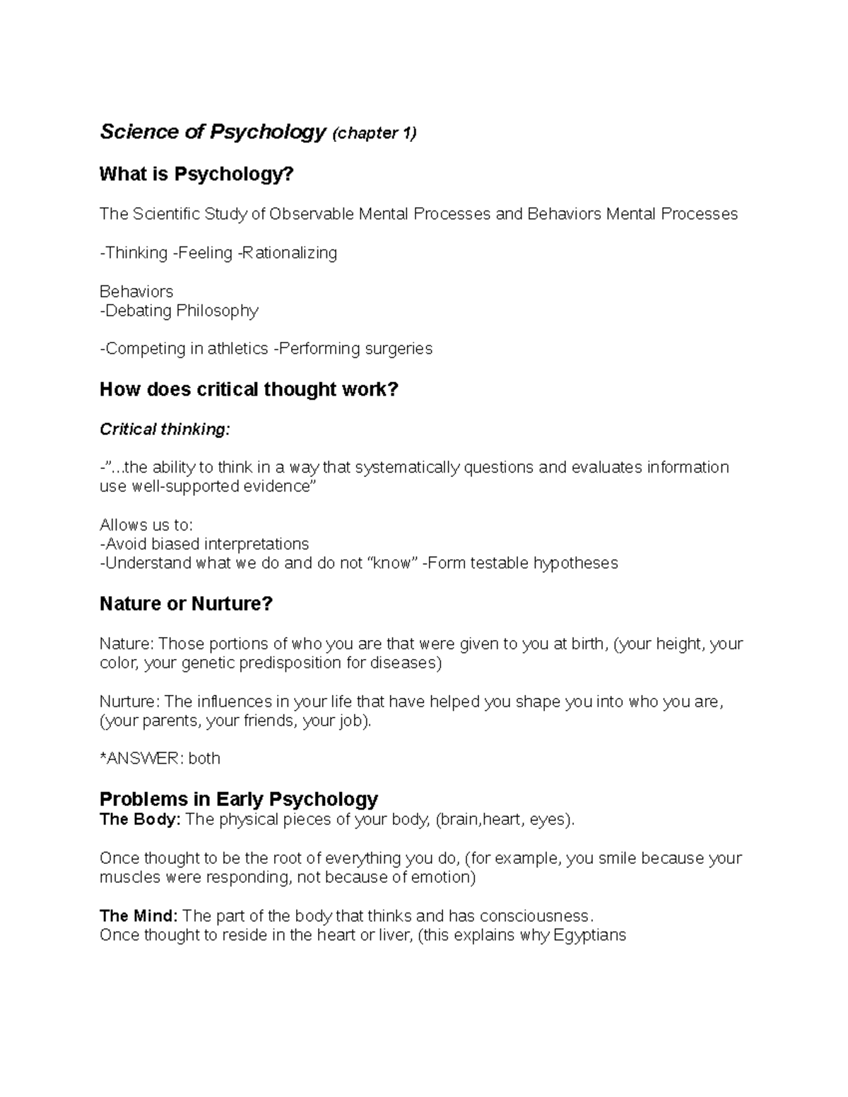 Science of Psychology - py 101 - Science of Psychology (chapter 1) What ...
