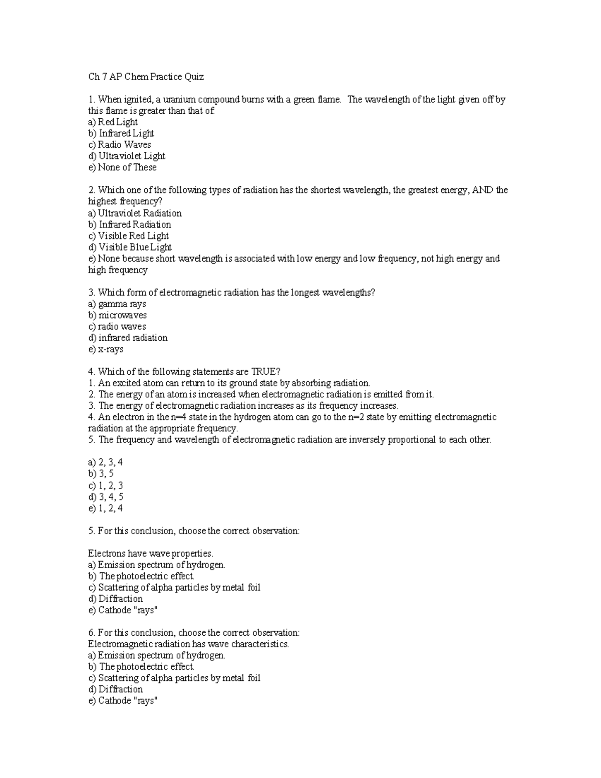AP Chem Ch 7 Practice Quiz - Ch 7 AP Chem Practice Quiz When ignited, a ...