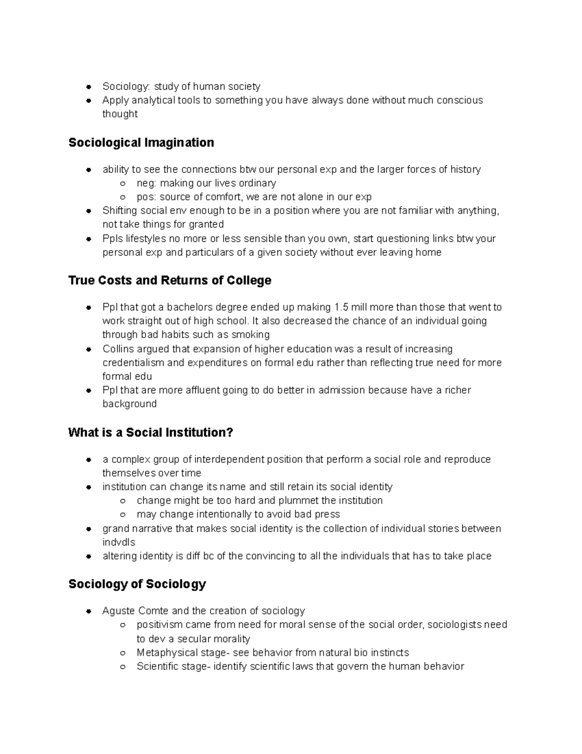 Sociology 111 Chapter 1 - Sociology: study of human society Apply ...